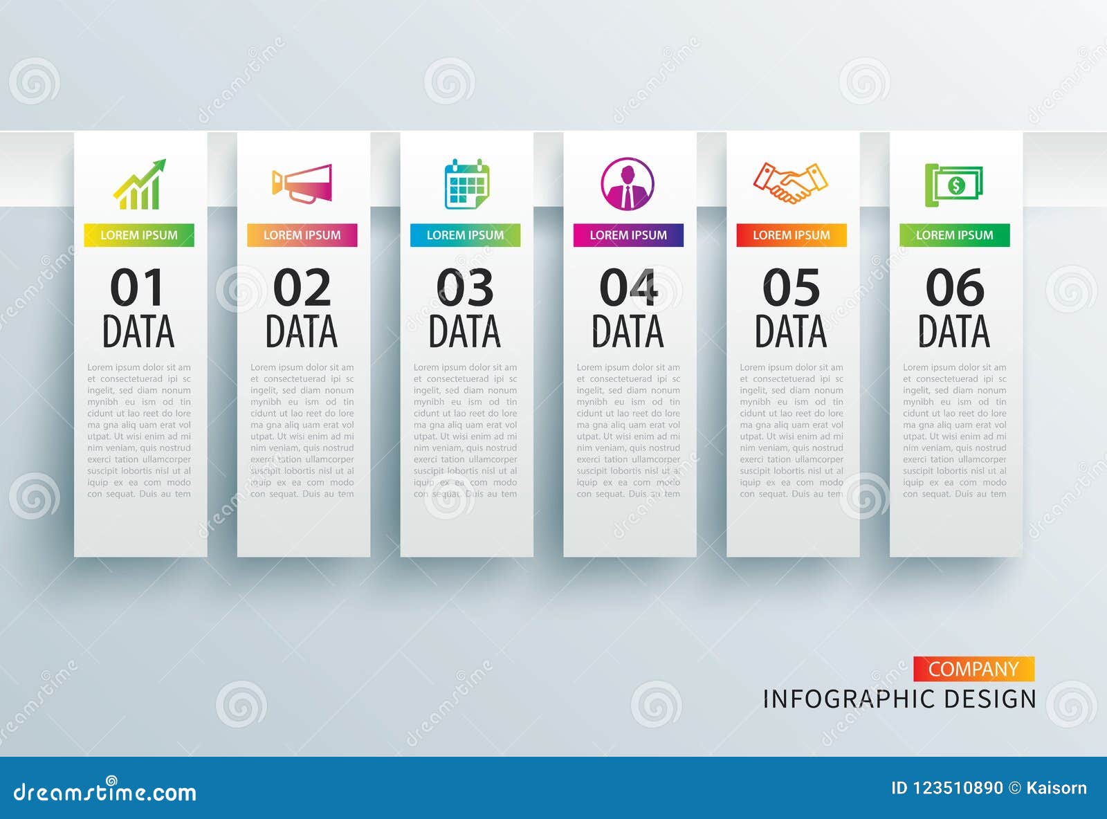 Infographics Tab in Vertical Paper Index with 6 Data Template. V Stock ...