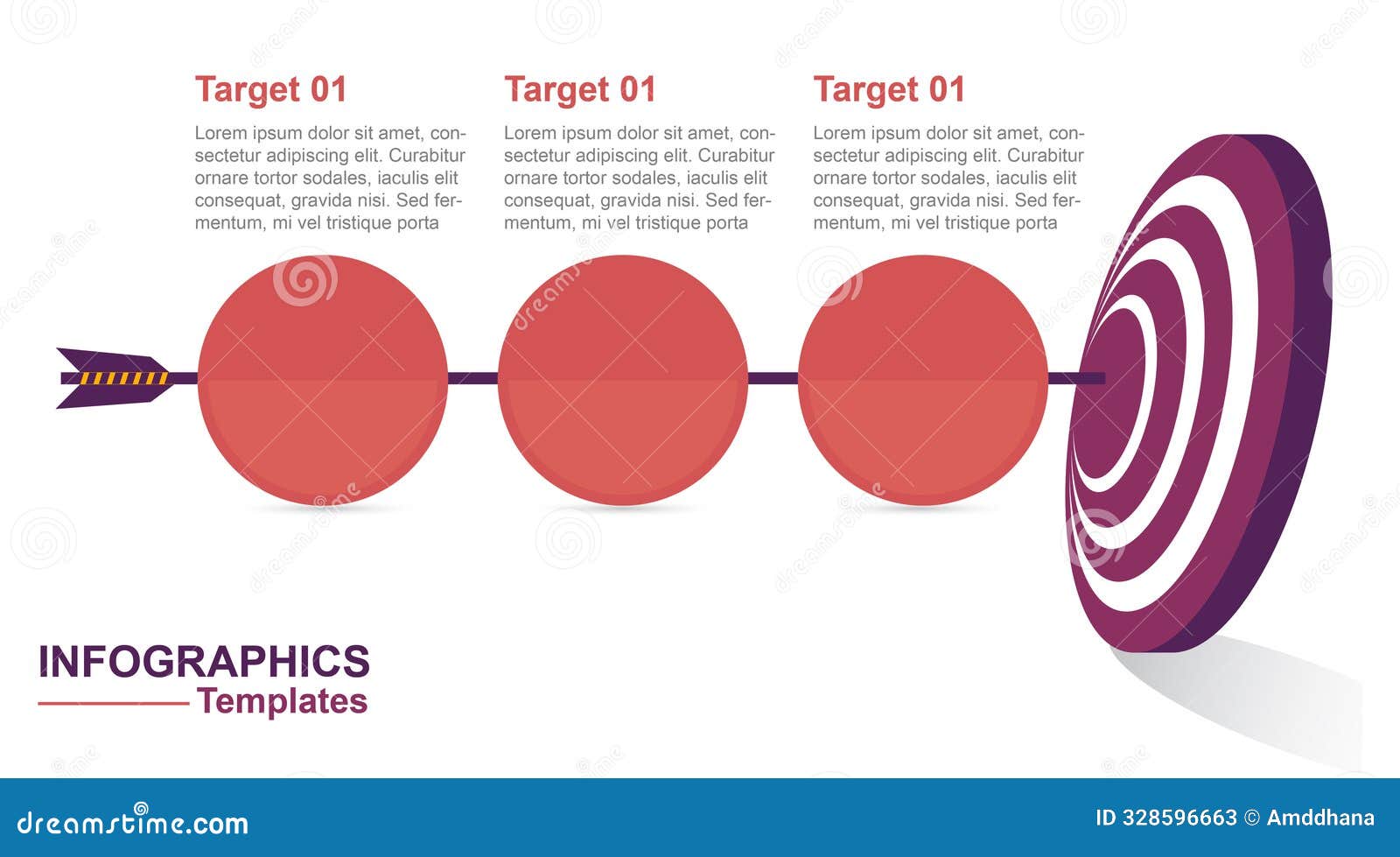 Infographics Target and Three Steps Illustration Stock Illustration ...