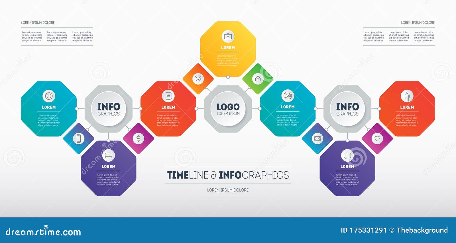 Infographics of Technological or Education Process with 7 Points. Step ...