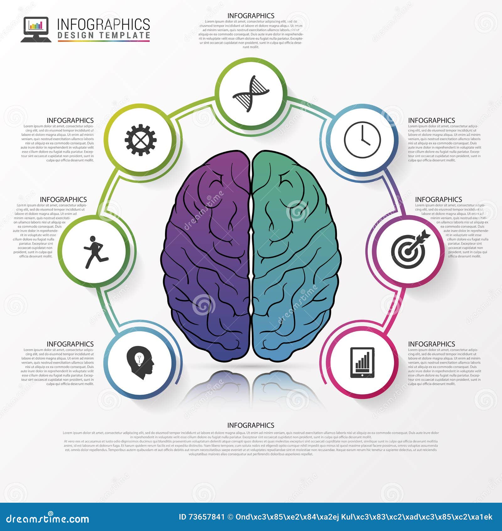Infographics Template with Brain. Modern Design Stock Vector ...
