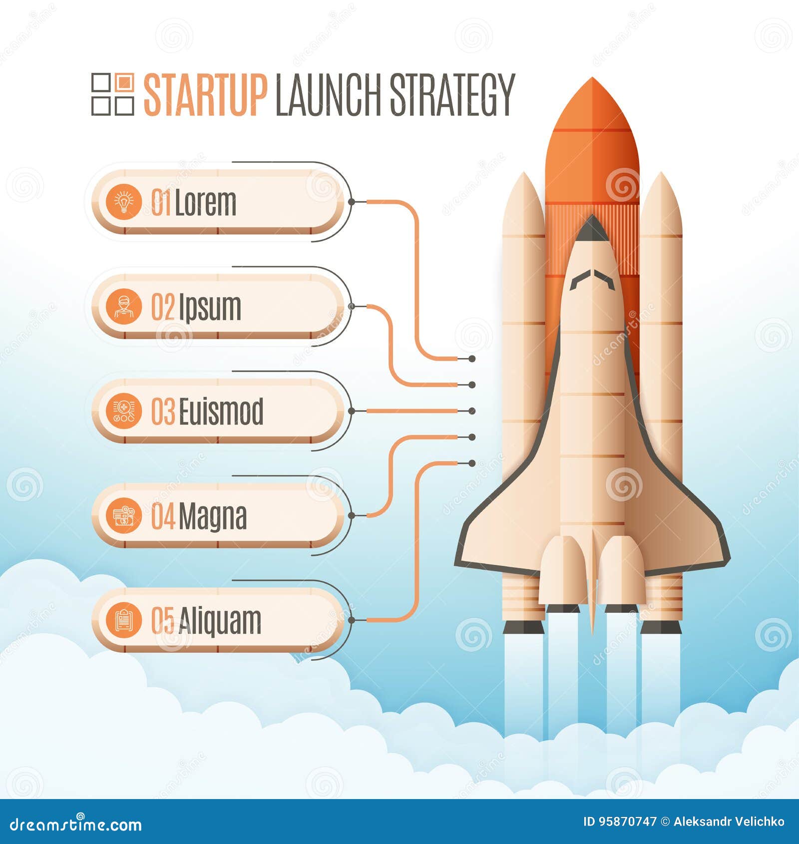 Infographics Template with a Five Structure Elements of Startup Stock ...