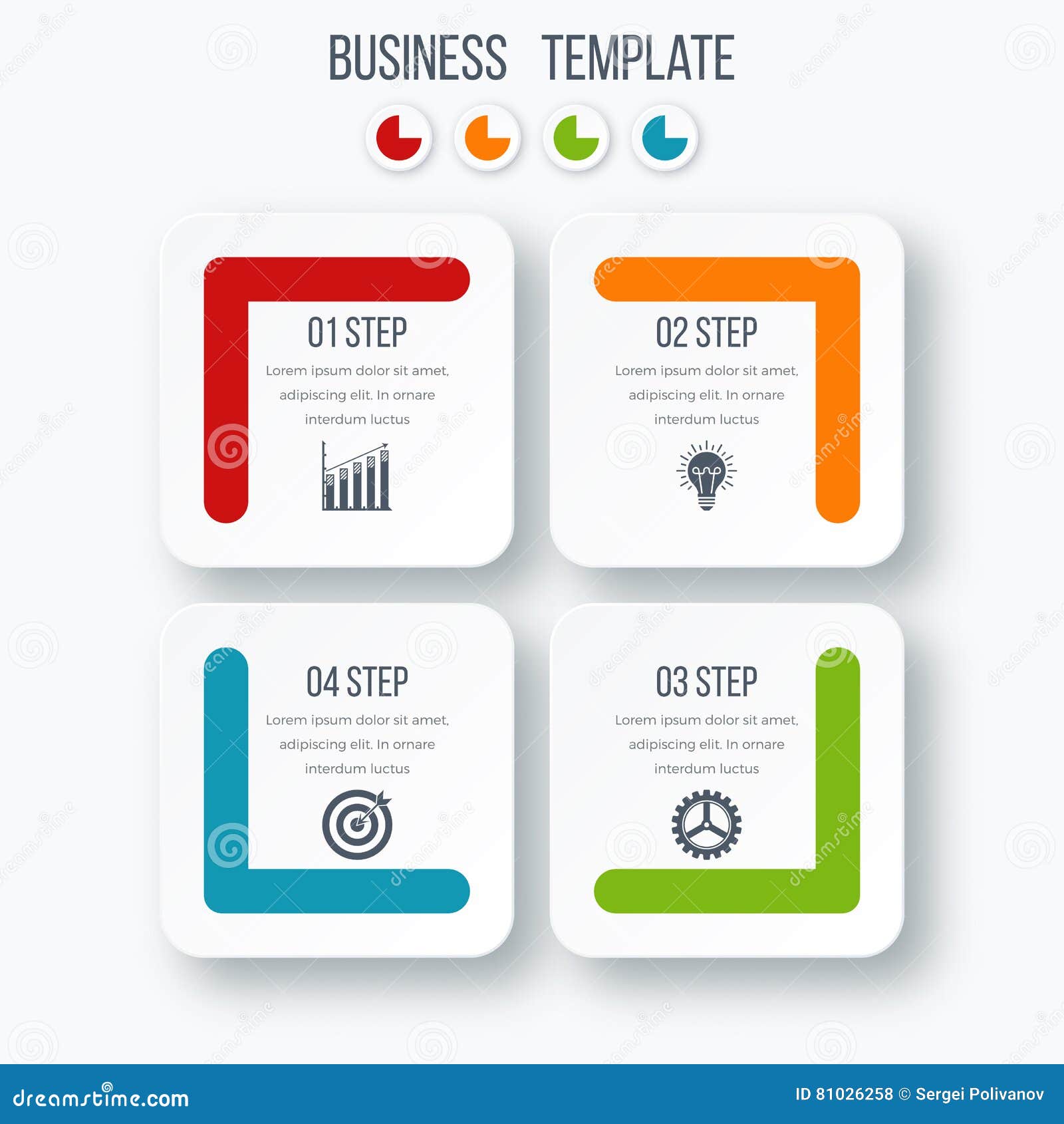 Infographics Template Four Options with Square Stock Vector ...