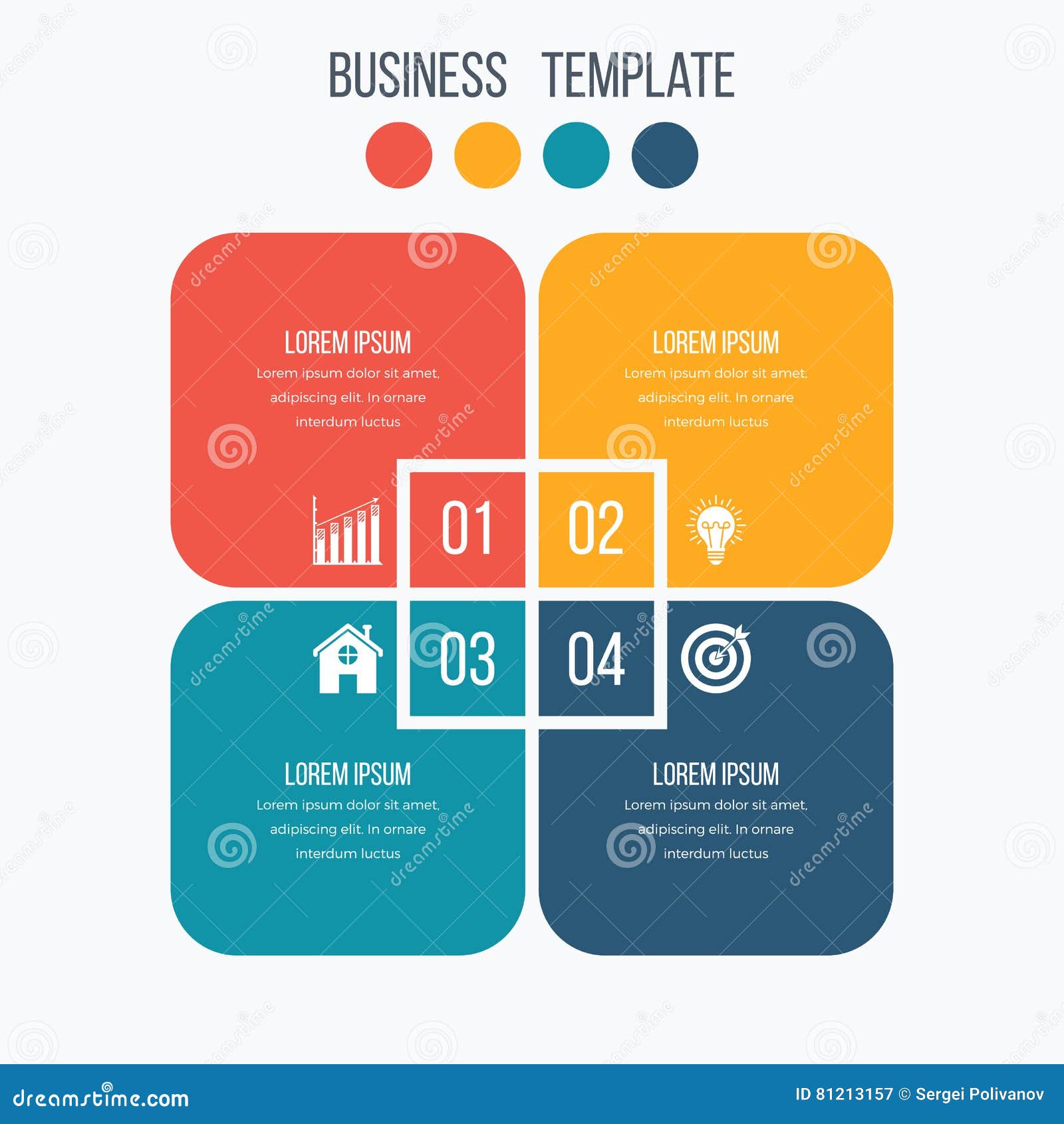 Infographics Template Four Options with Square Stock Vector ...