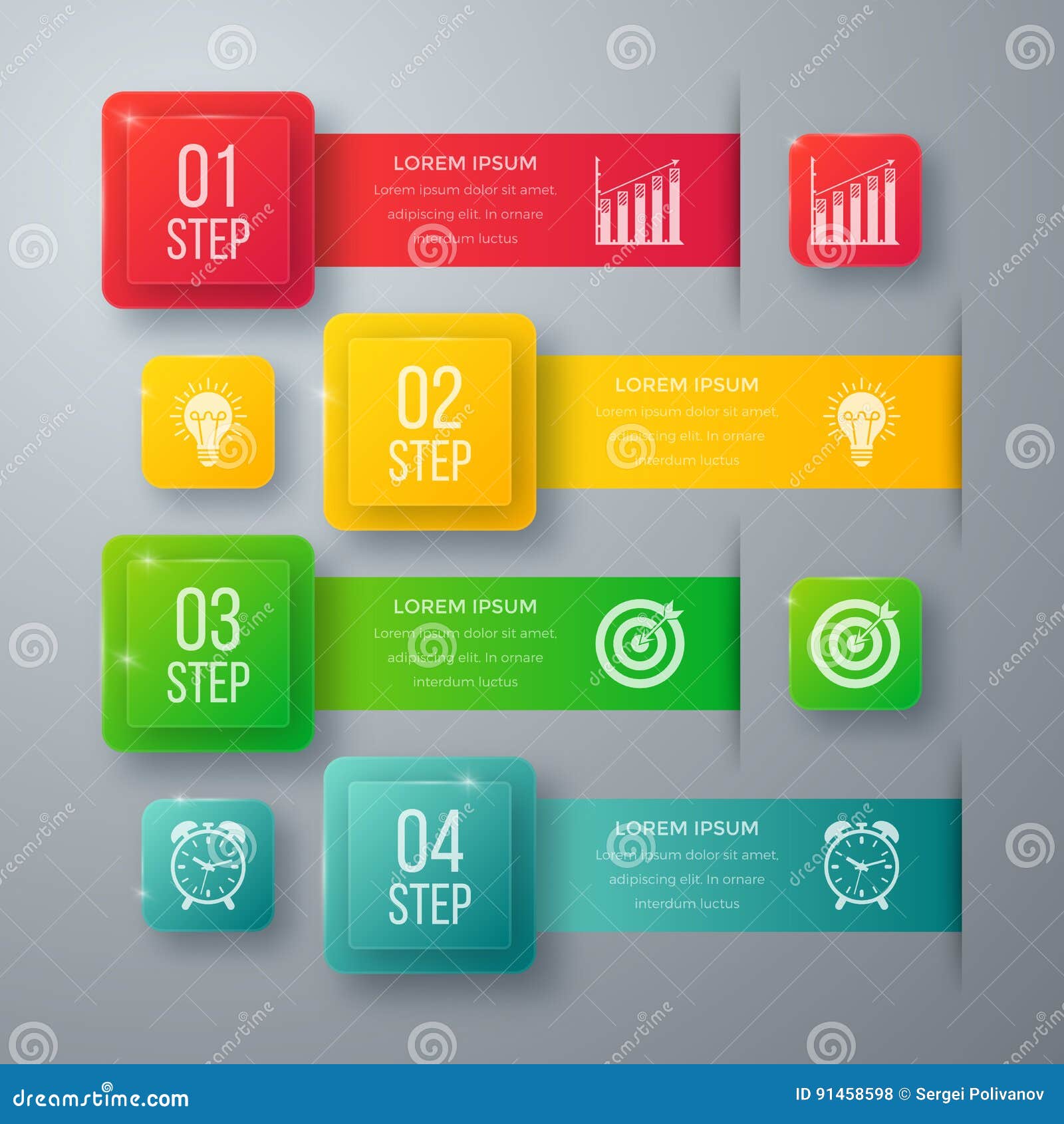 Infographics Template Four Options with Square Stock Vector ...