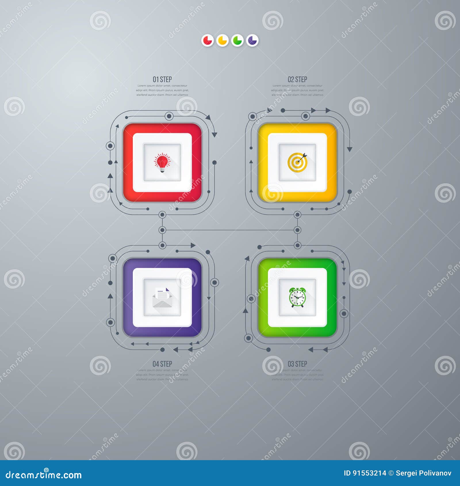 Infographics Template Four Options with Square Stock Vector ...
