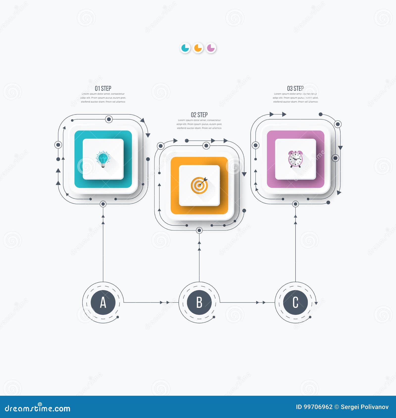 Infographics Template 3 Options with Square Stock Vector - Illustration ...