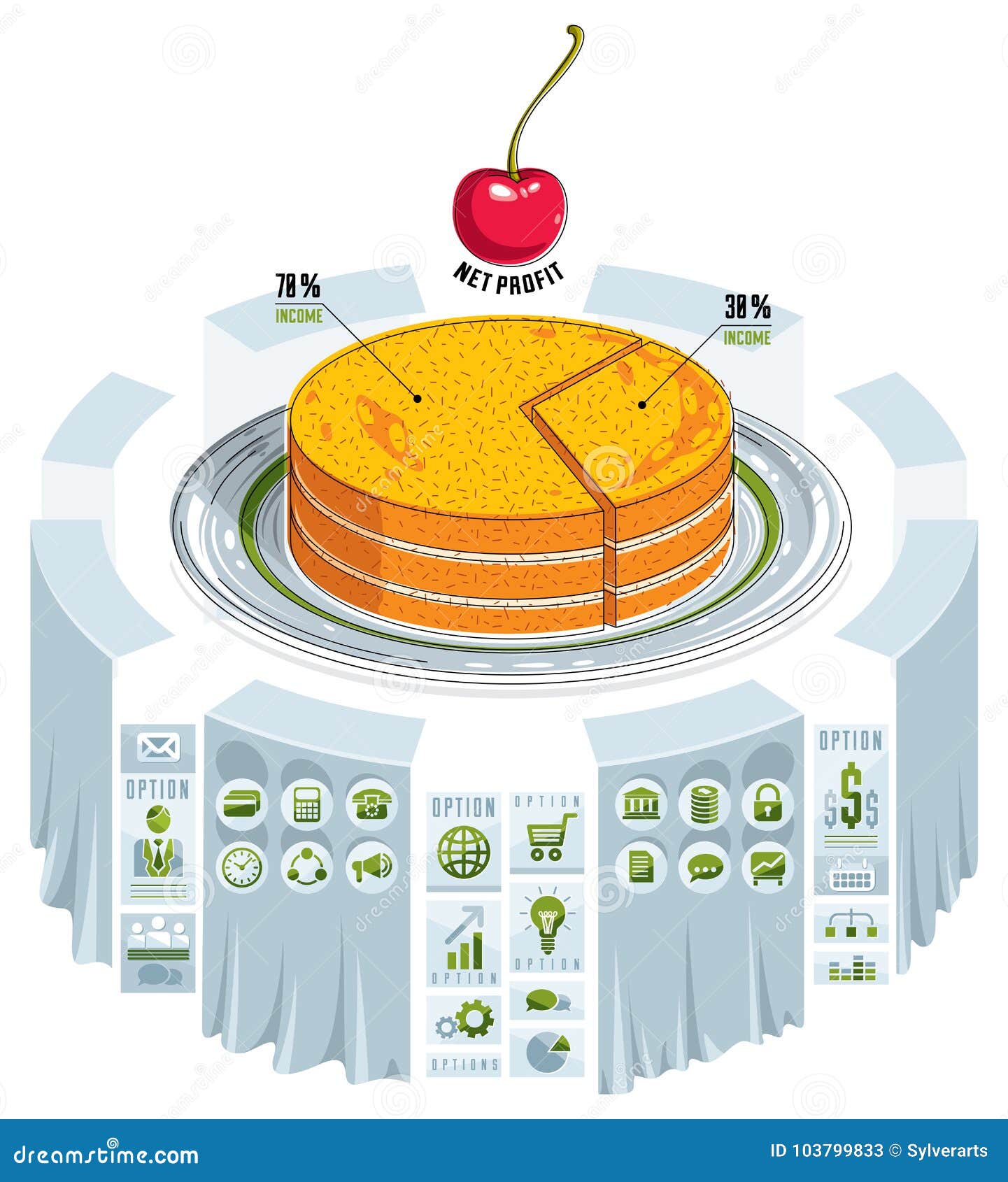 Infographics Template, Piece of Pie Idea, Vector Illustration. Stock ...
