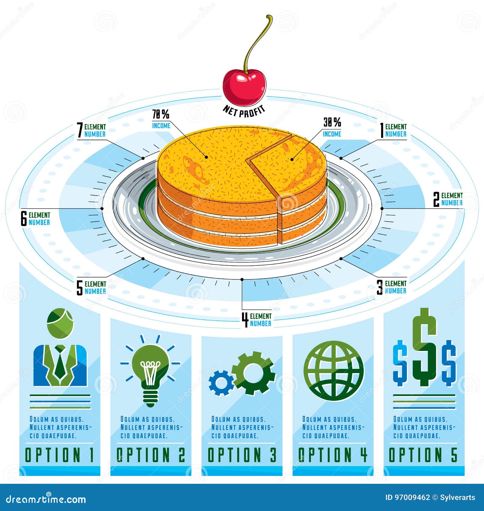Infographics Template, Piece of Pie Idea, Vector Illustration. Stock ...