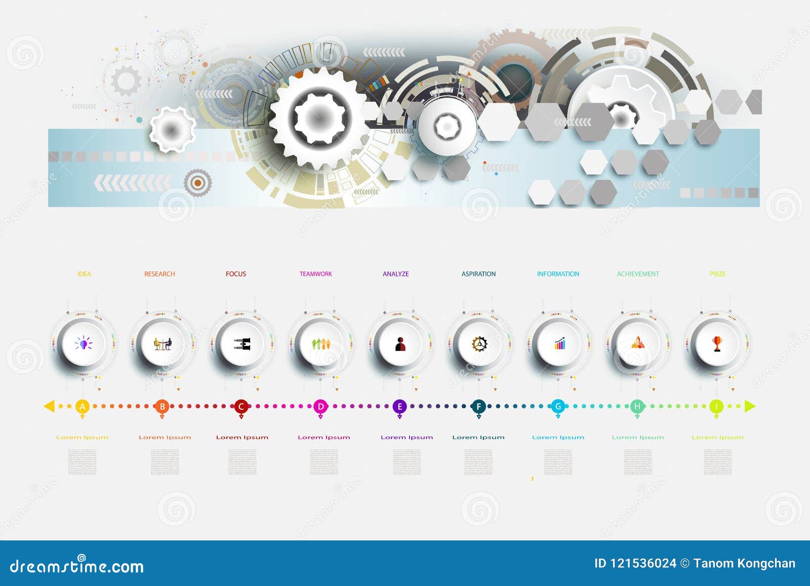 Infographics Template Technology Gear Wheel Engineering on Circuit ...