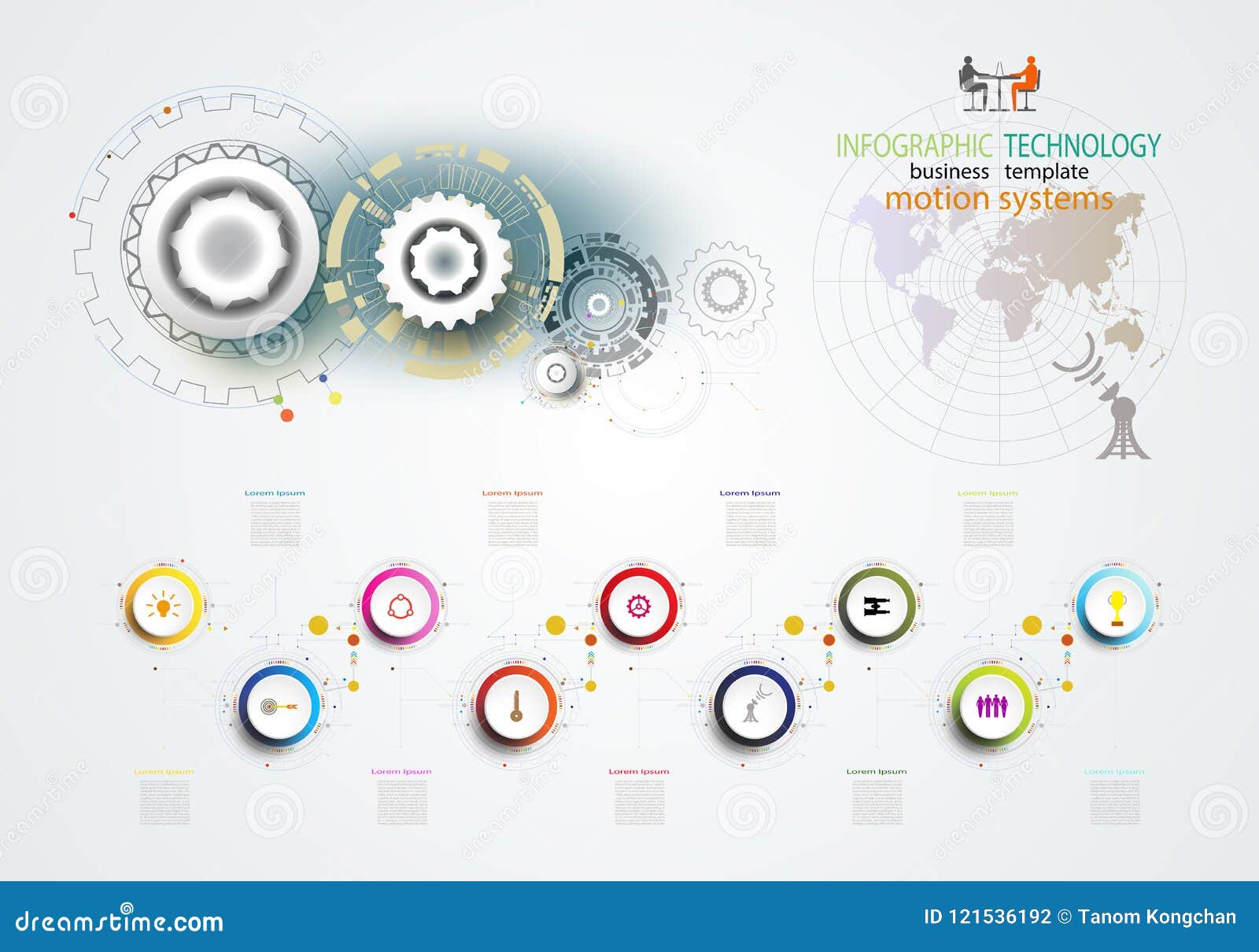 Infographics Template Technology Gear Wheel Engineering On Circuit ...