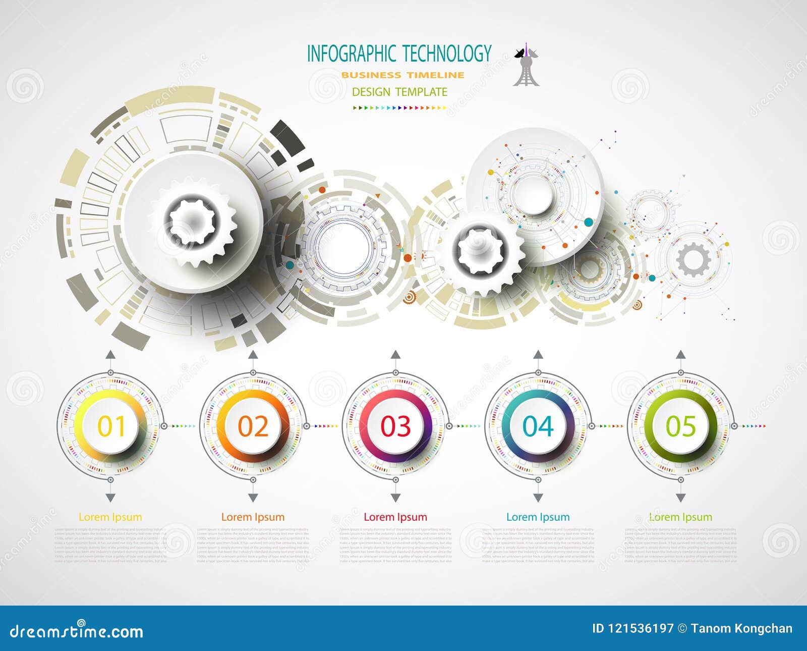 Infographics Template Technology Gear Wheel Engineering on Circuit ...