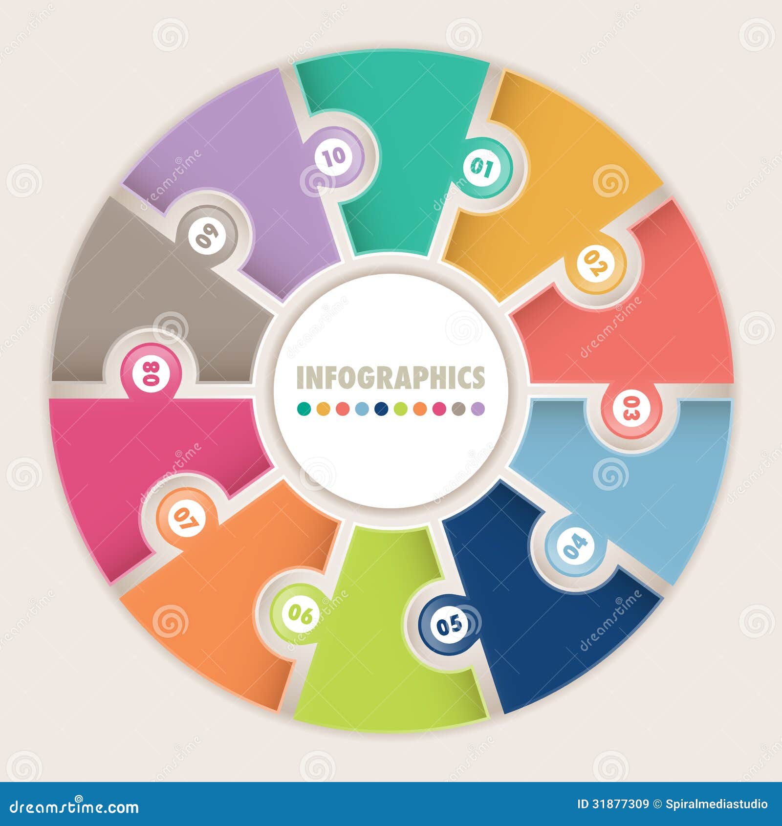Infographics with Ten Options Circular Puzzle Stock Vector ...