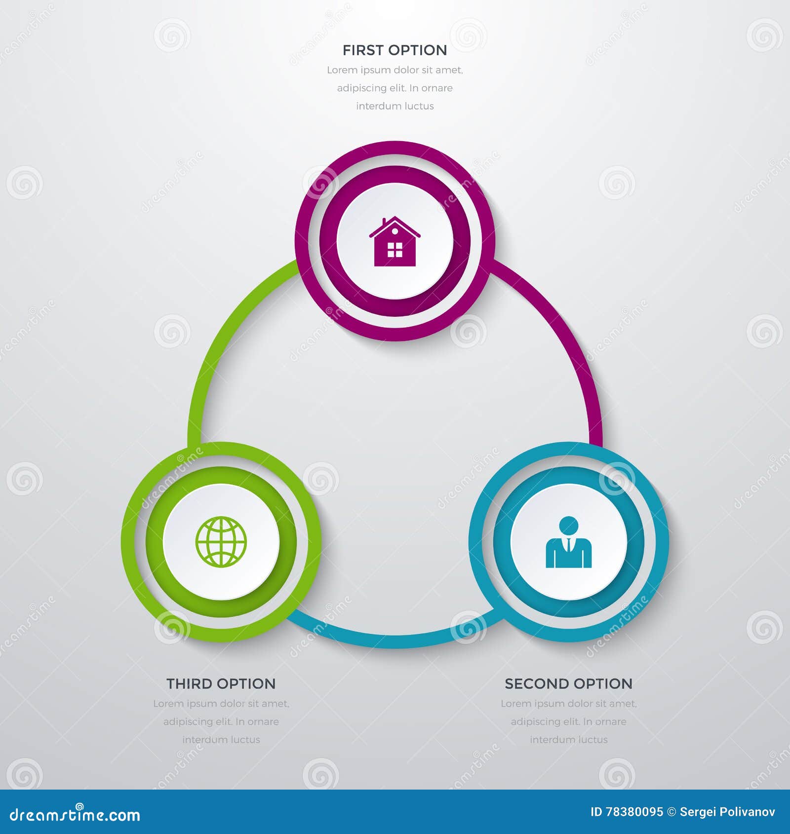 Infographics three options stock vector. Illustration of connected ...