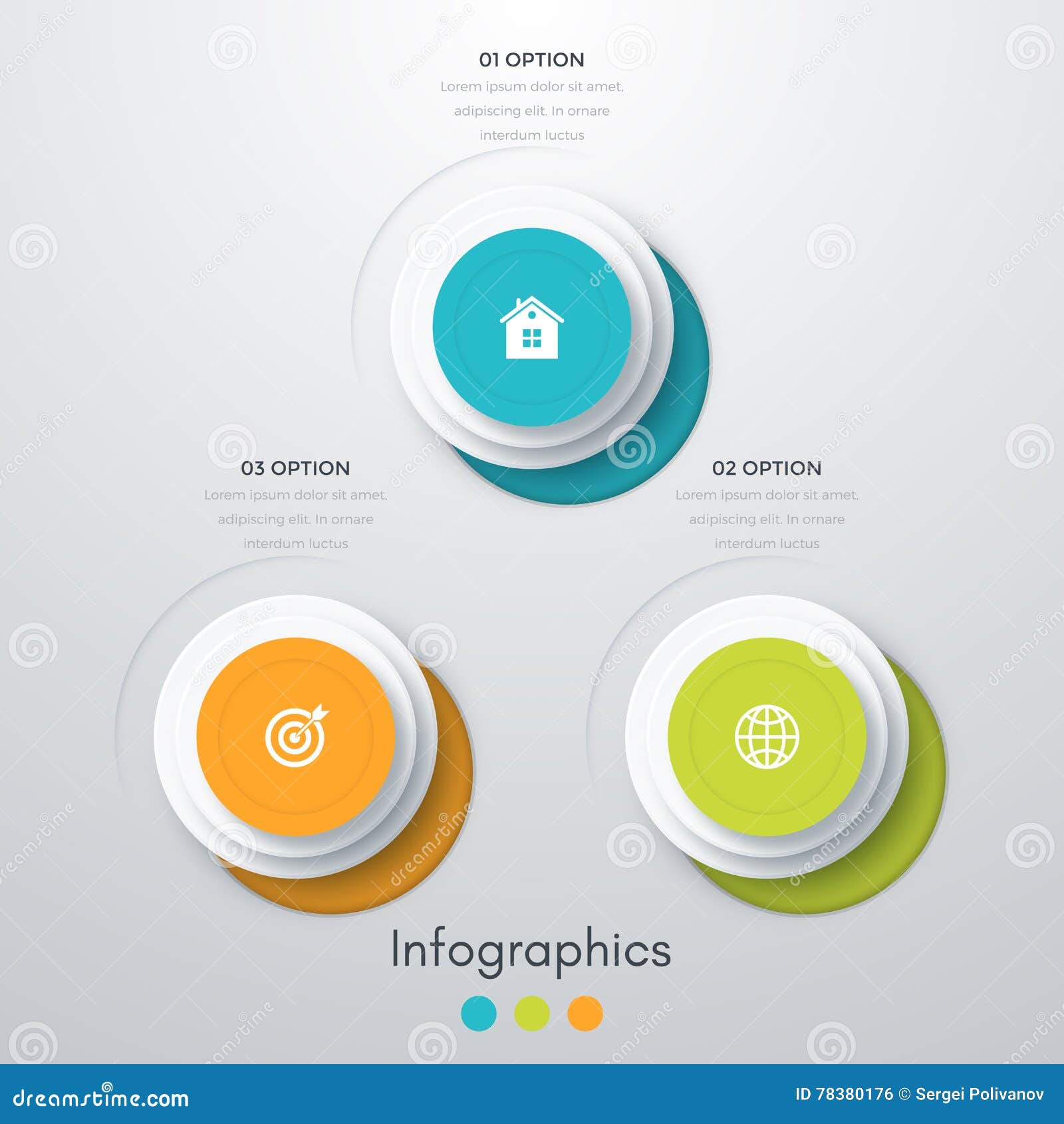 Infographics three options stock vector. Illustration of circle - 78380176
