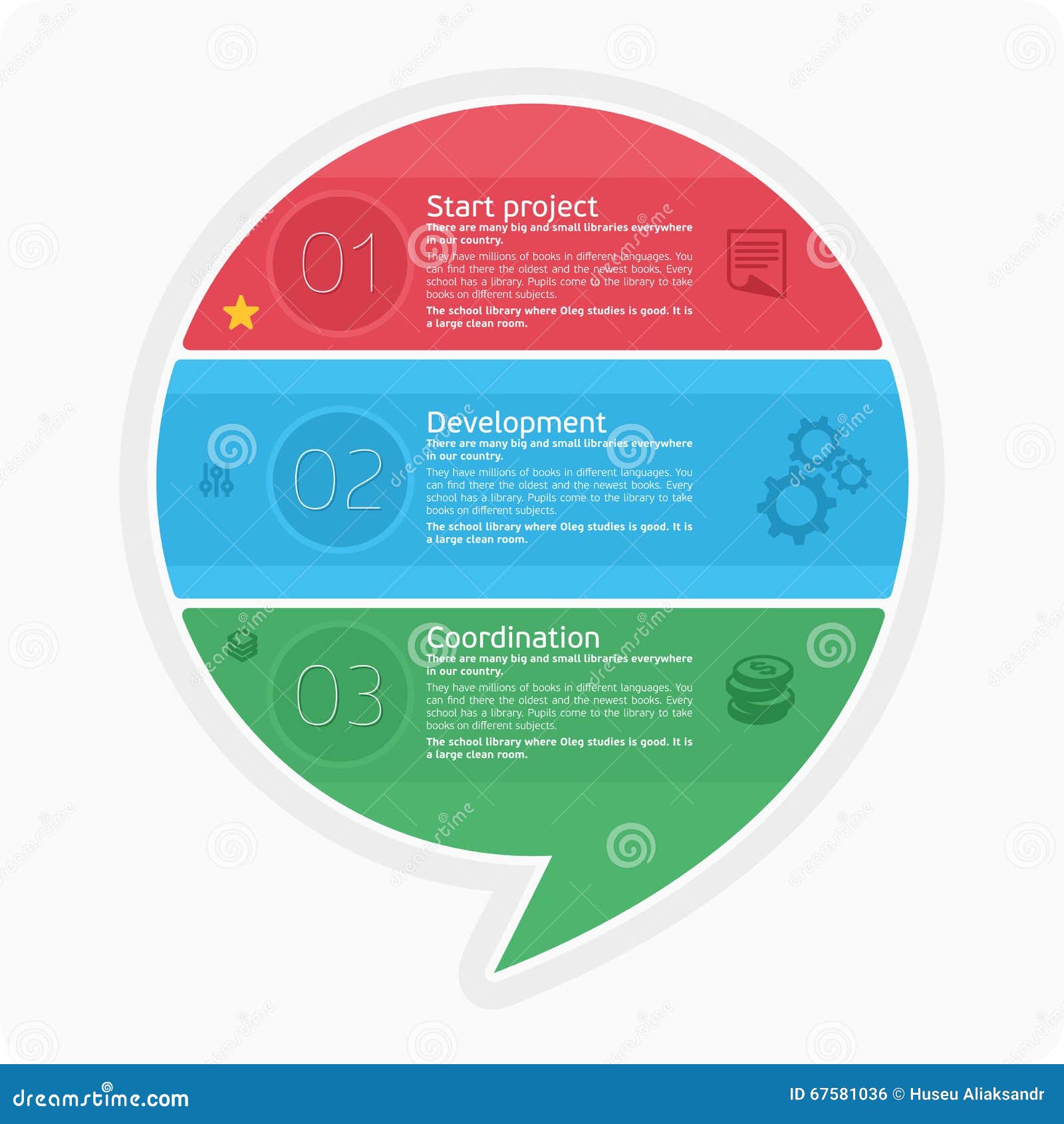 Infographics three points. stock vector. Illustration of education ...
