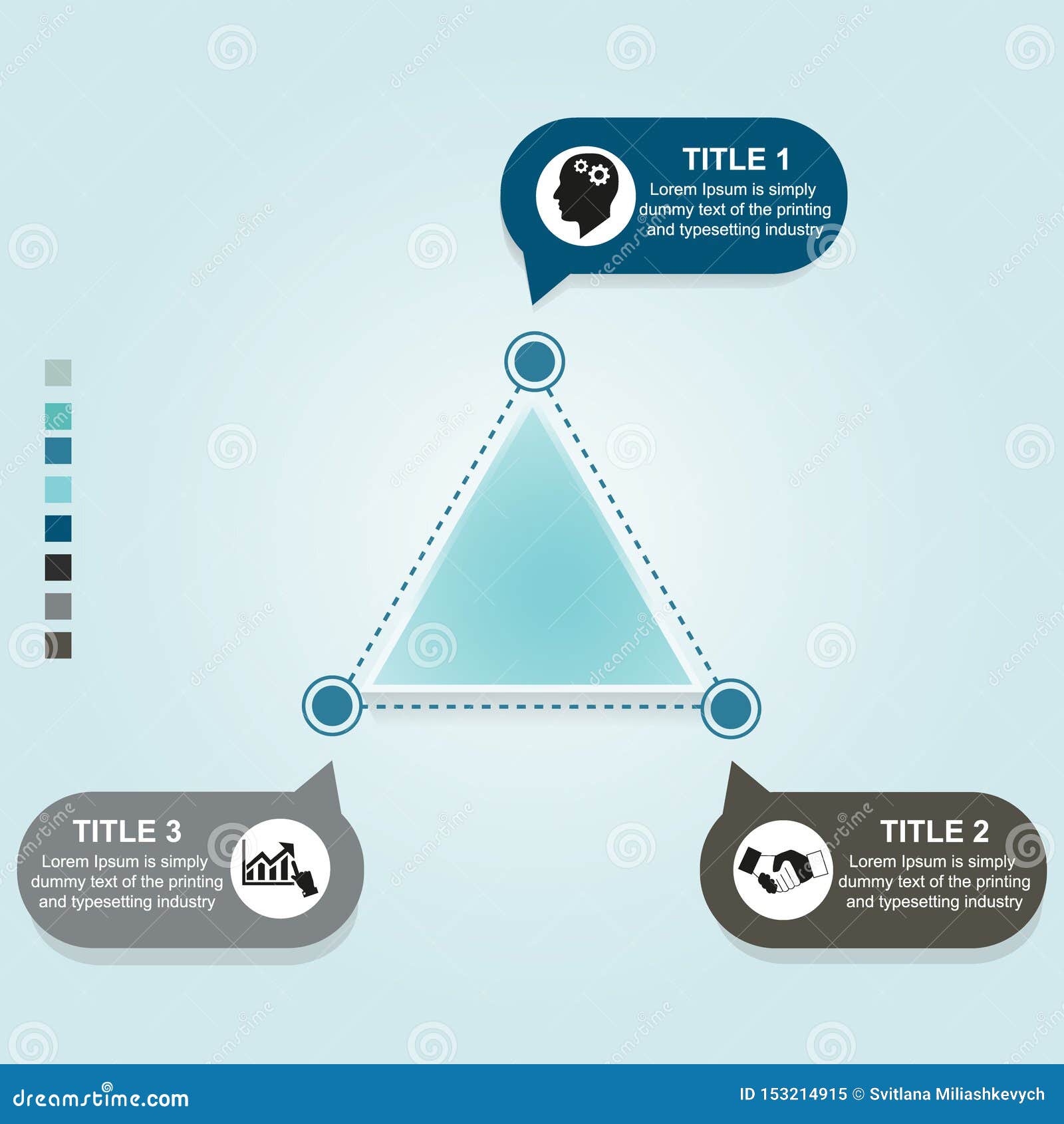 Infographics On Three Stages In The Middle With A Triangle Stock Image ...