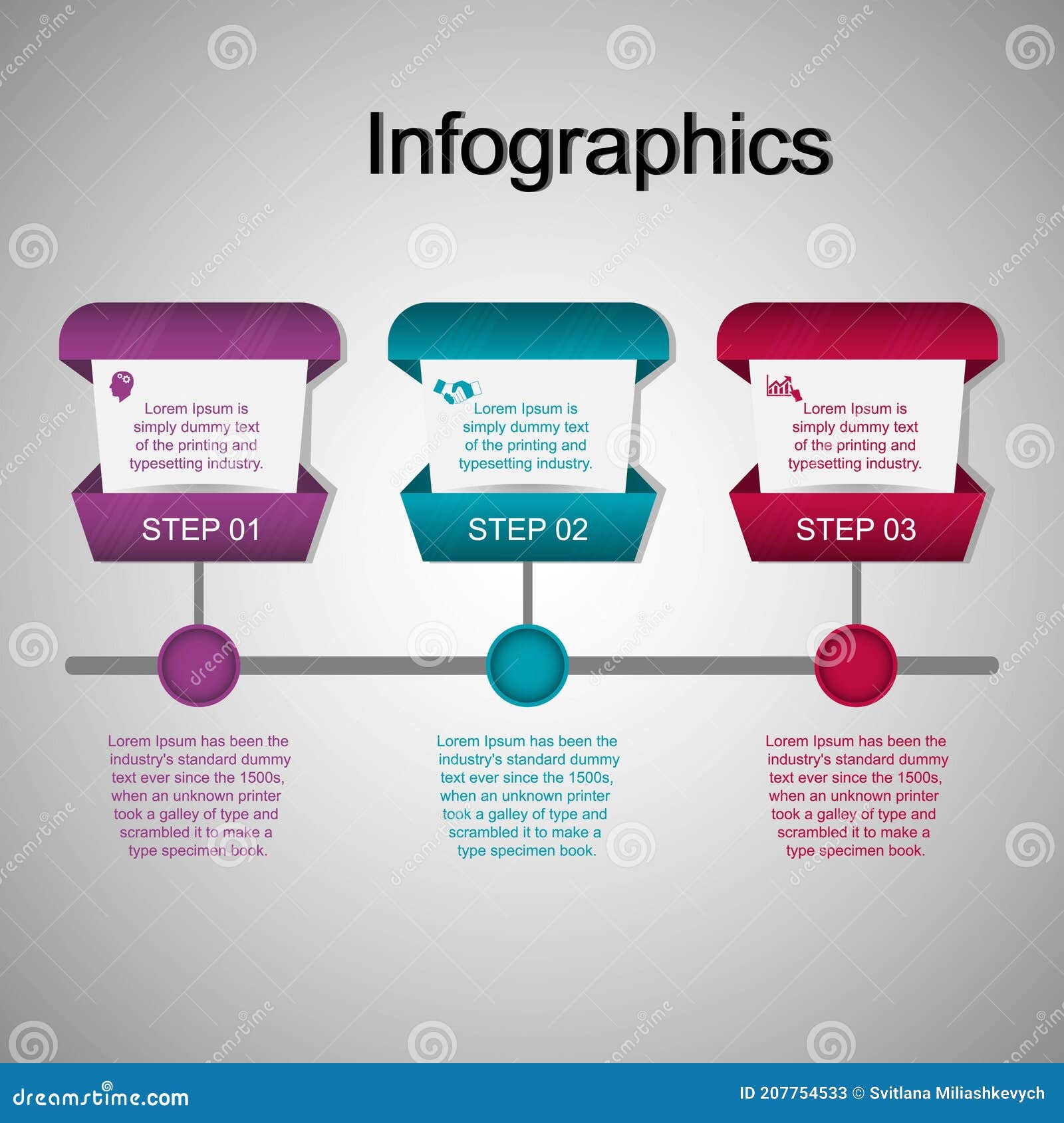 Infographics on Three Steps Stock Illustration - Illustration of ...