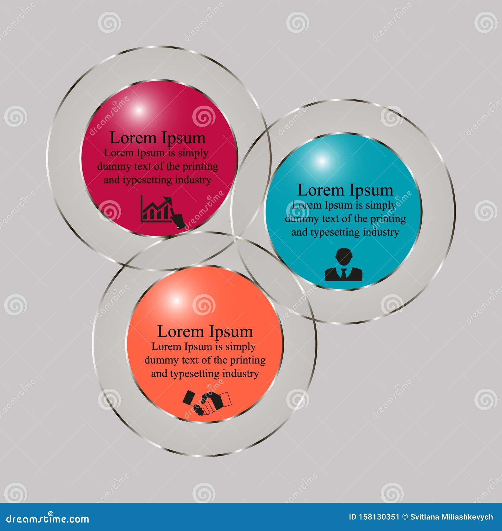 Infographics Three Transparent Circles Connected Stock Illustration ...