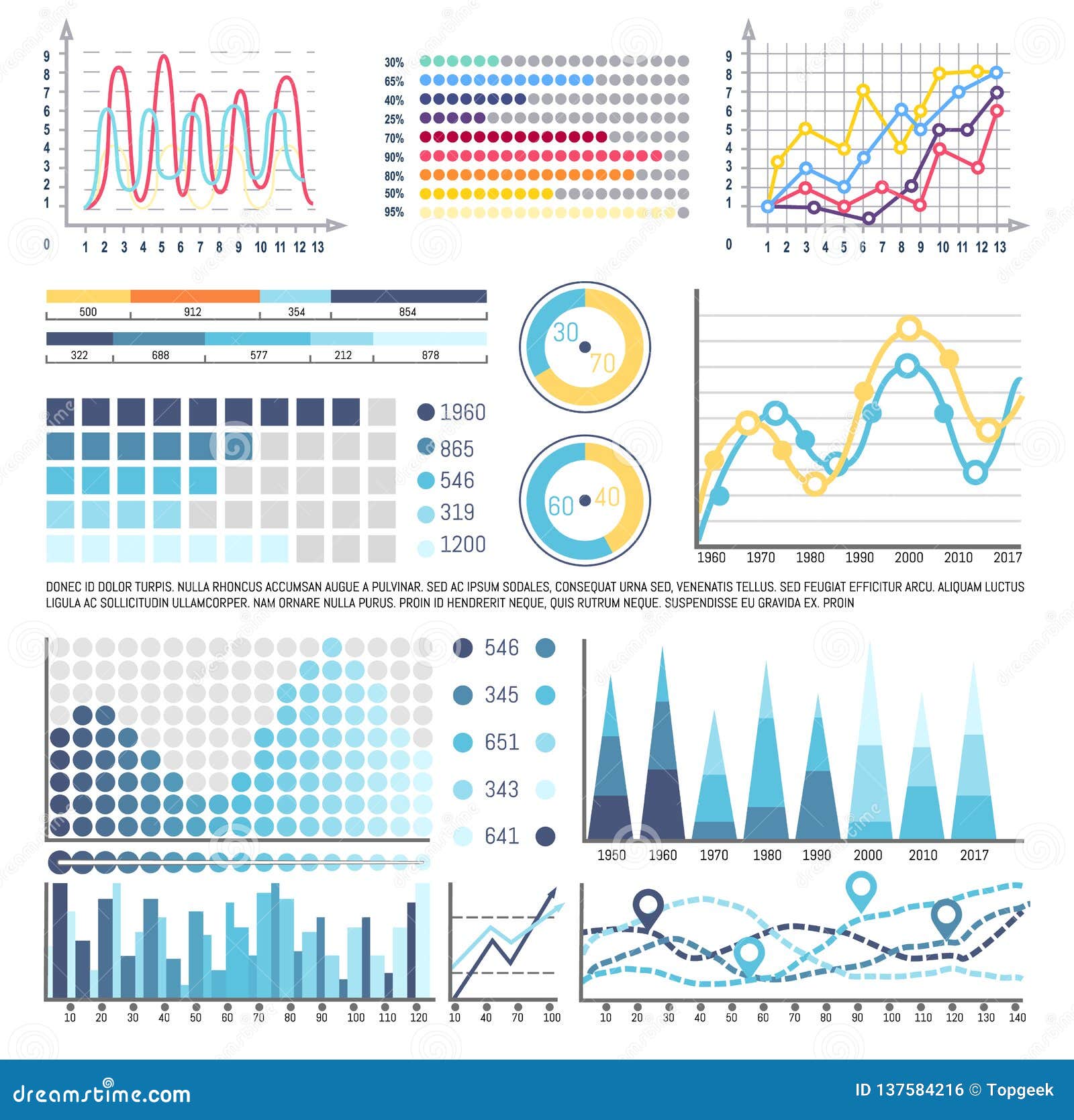 Infographics Und Diagramme Mit Kurven, Datenanalyse Vektor Abbildung ...
