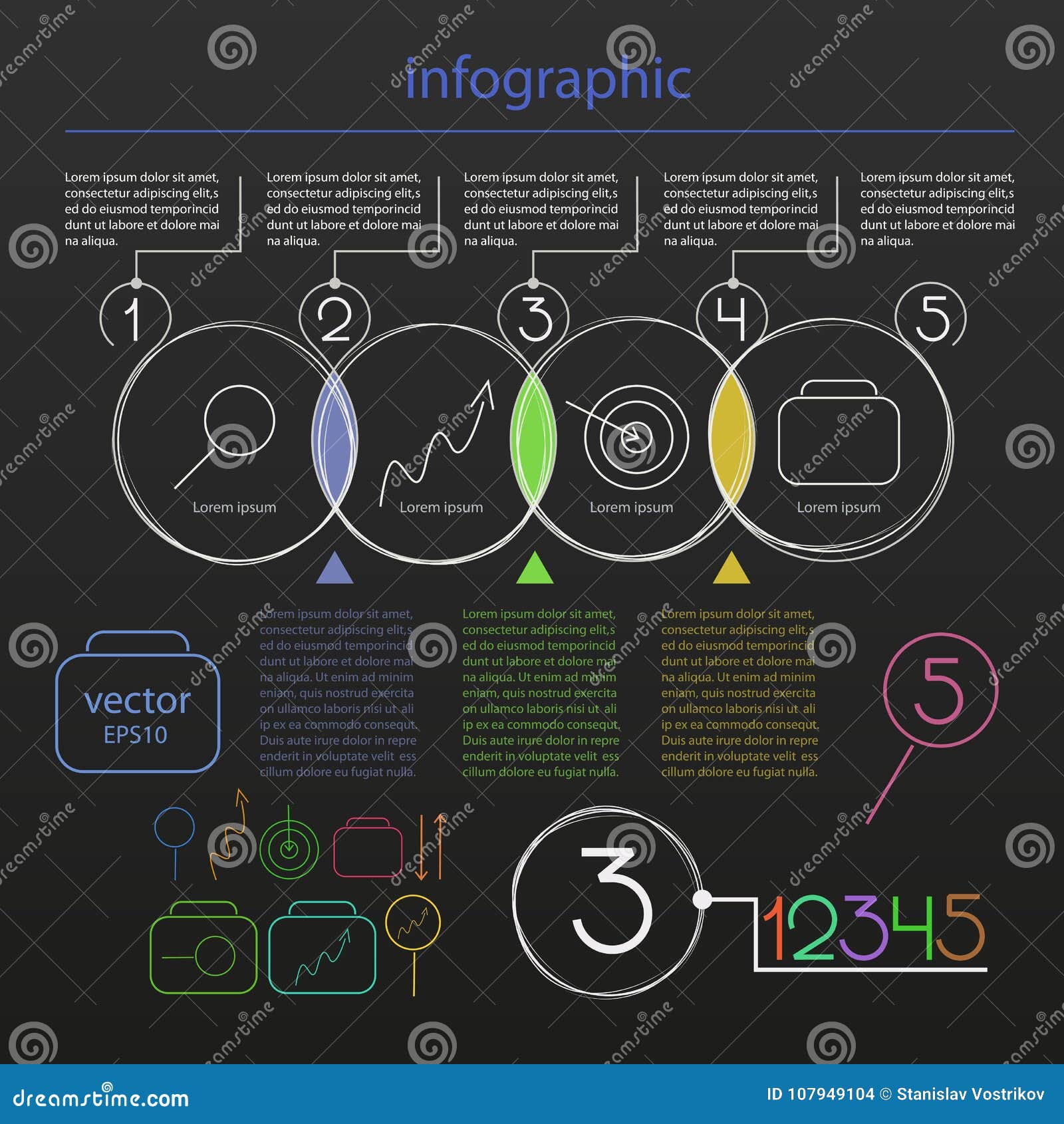 Infographics Universal Editable from Circles - Set for Information ...