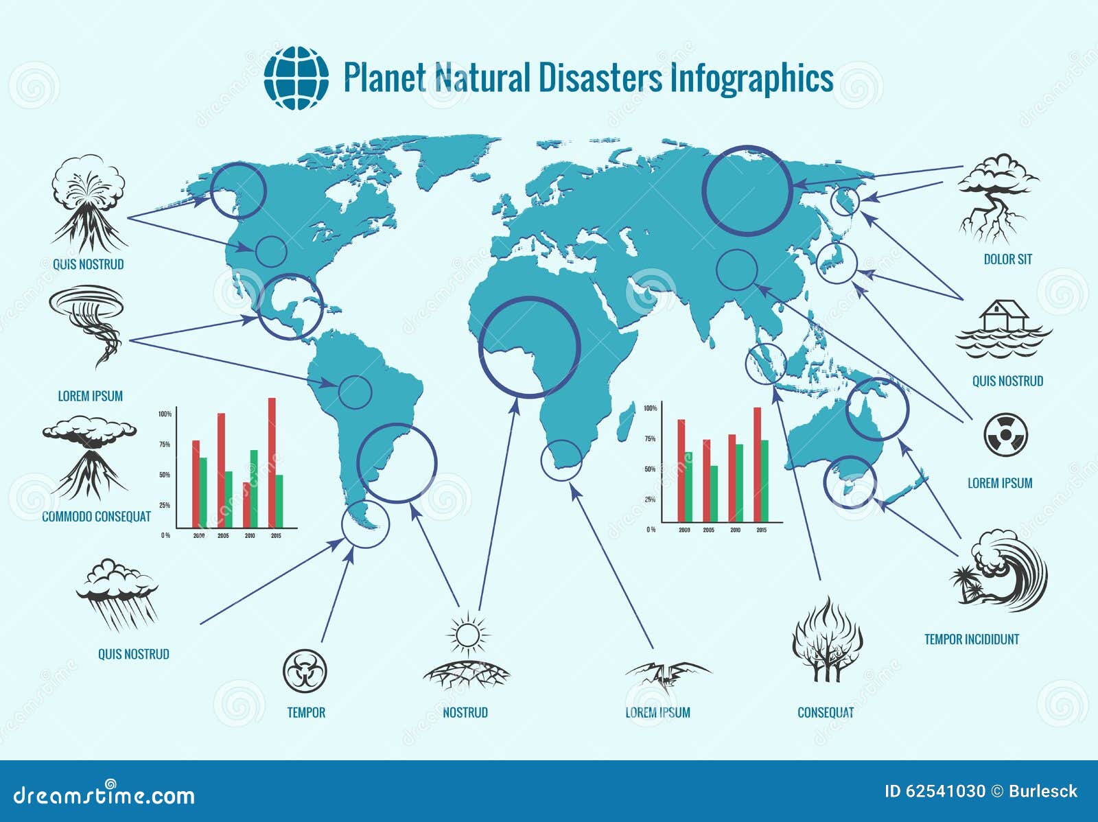 Infographics Van Planeet Natuurrampen Vector Illustratie - Illustration ...