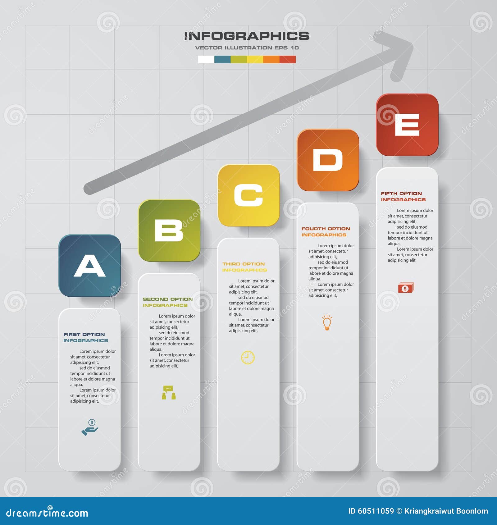 Infographics Vector Design Template. 5 Steps with Progress Arrow from ...