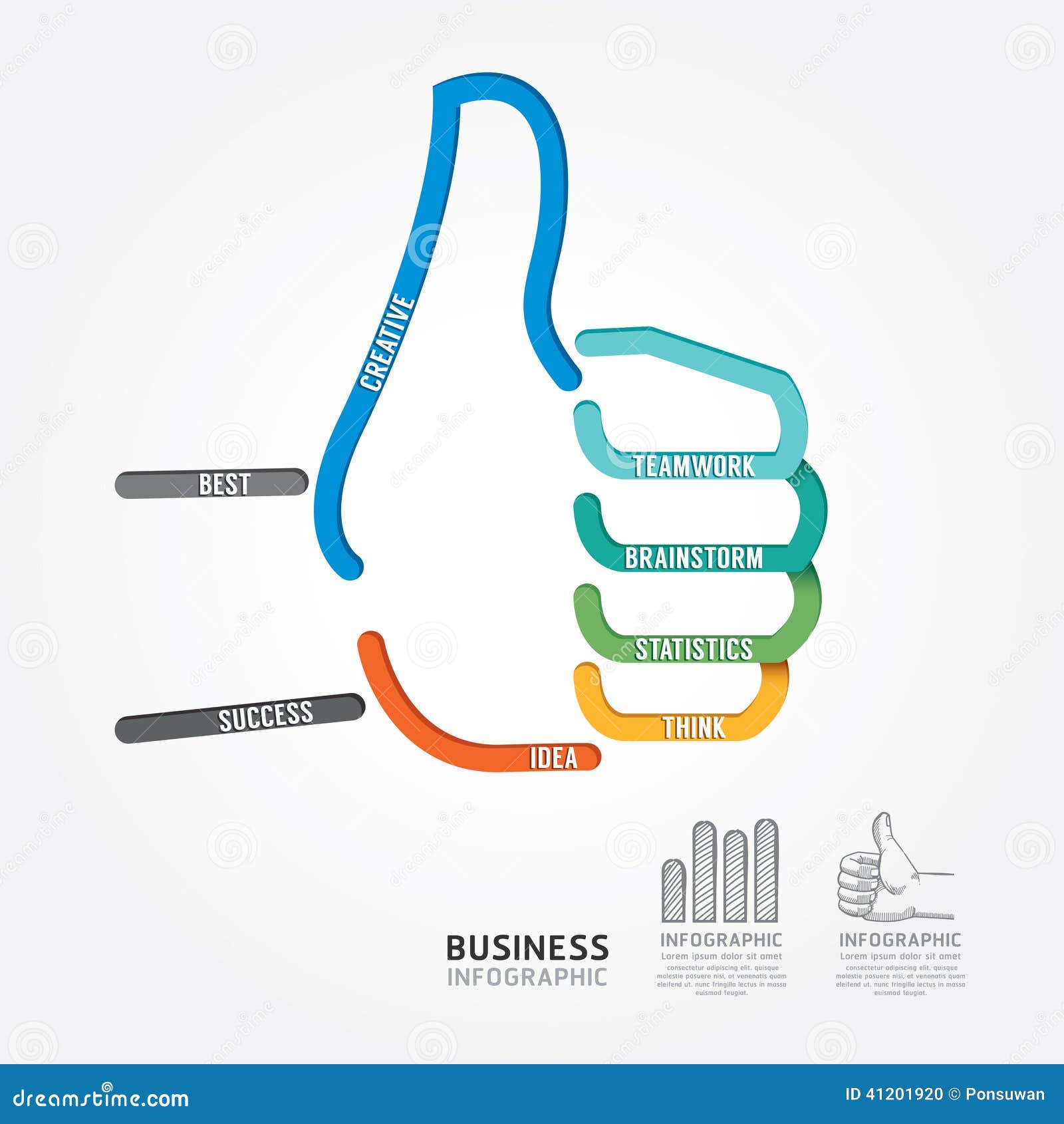 Infographics Vector Hand Good Sign Design Diagram Line Style Stock ...