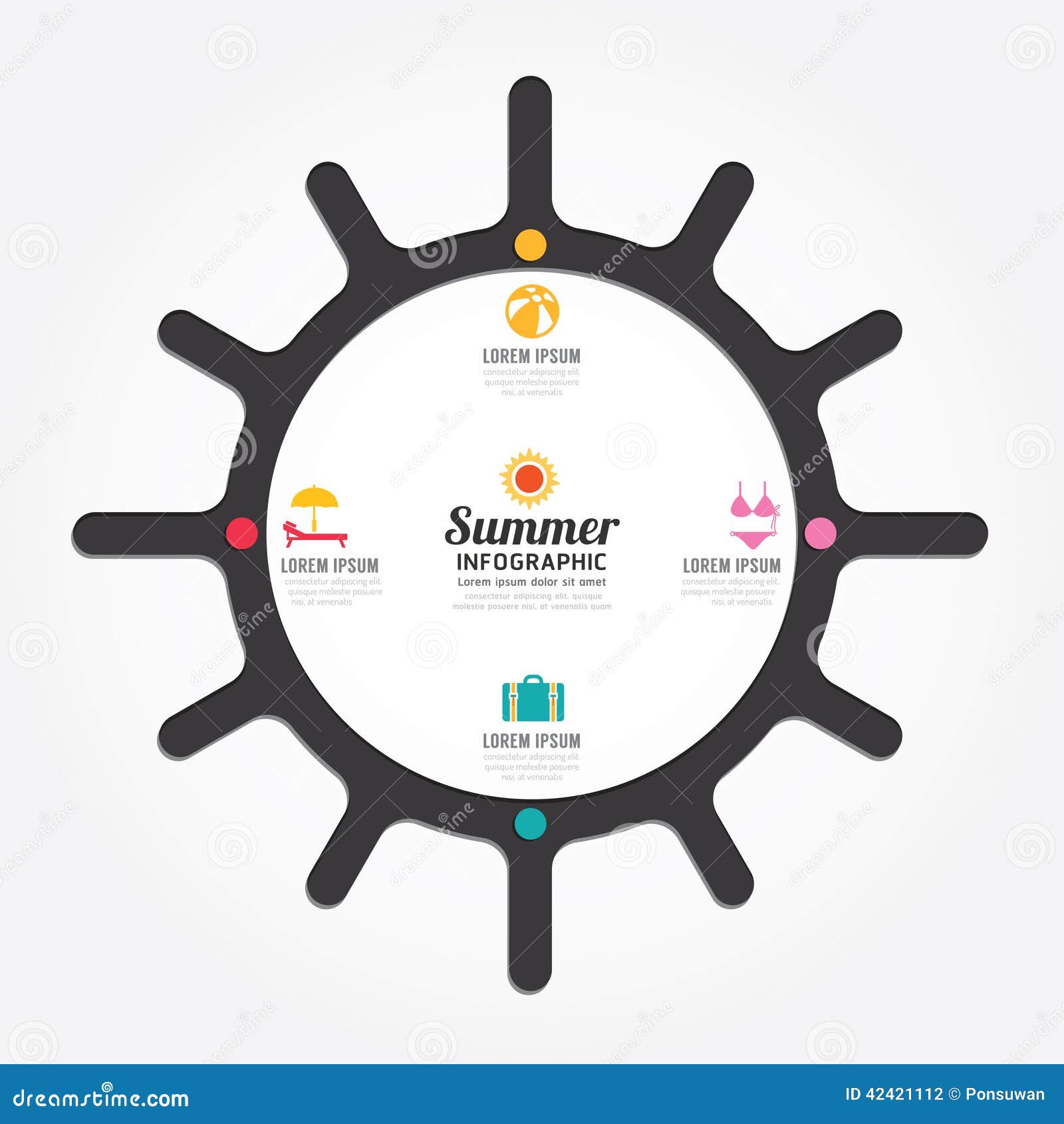 Infographics Vector Sun Design Summer Concept Diagram Line Style Stock ...