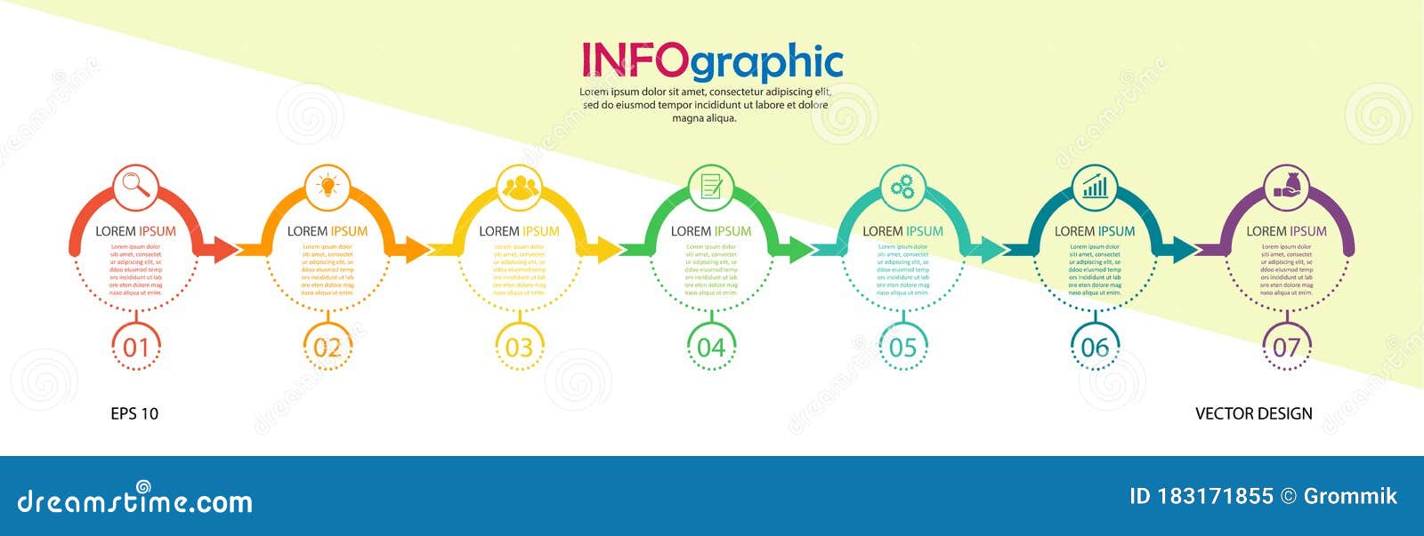 Infographics. Vector Template of Seven Stages. for Web Page Design ...