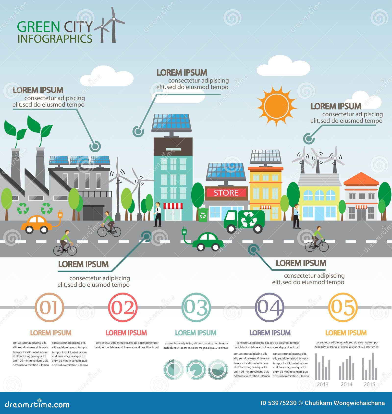 Infographics vert de ville illustration de vecteur. Illustration du ...