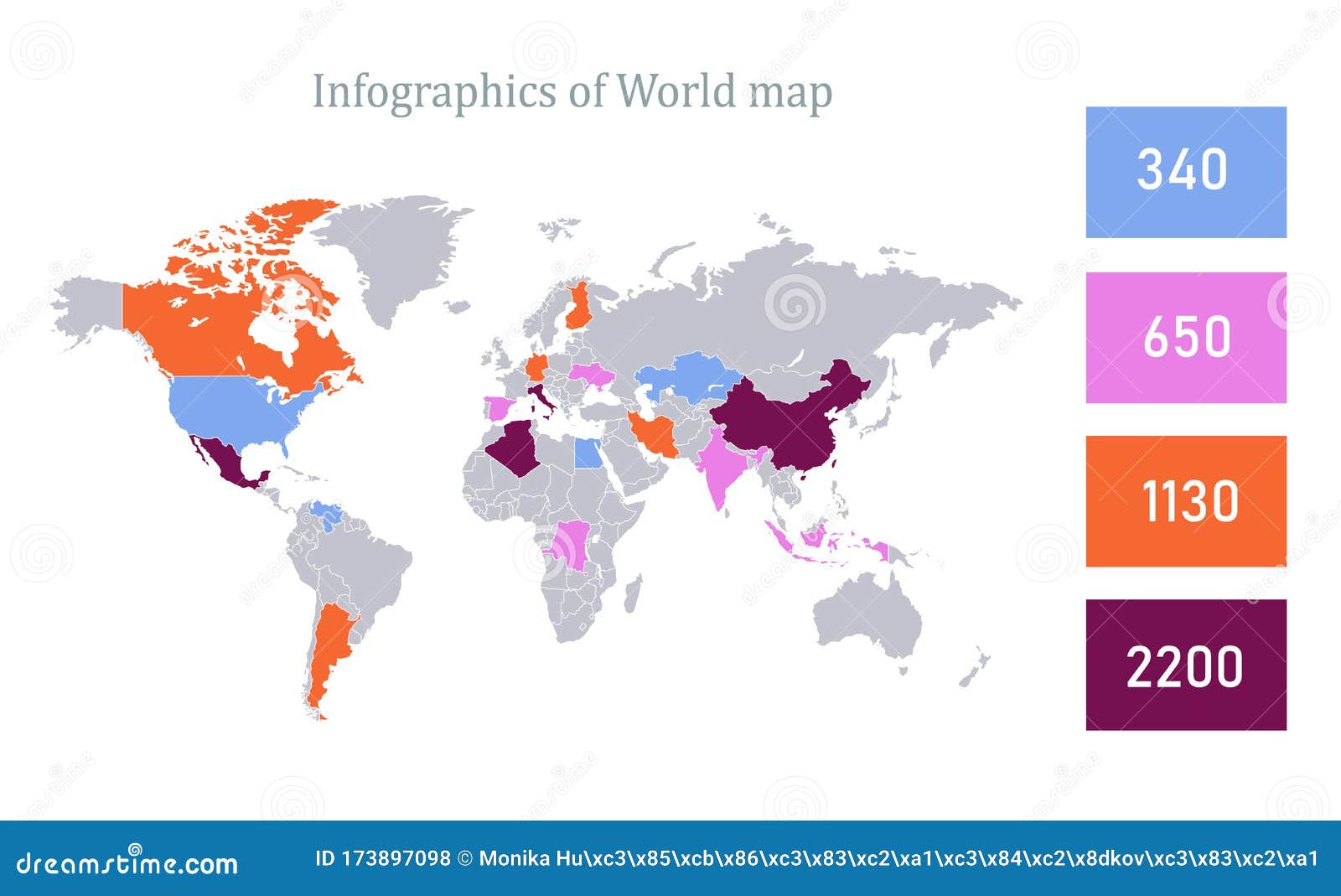 Infographics of World Map, Individual States Stock Vector ...