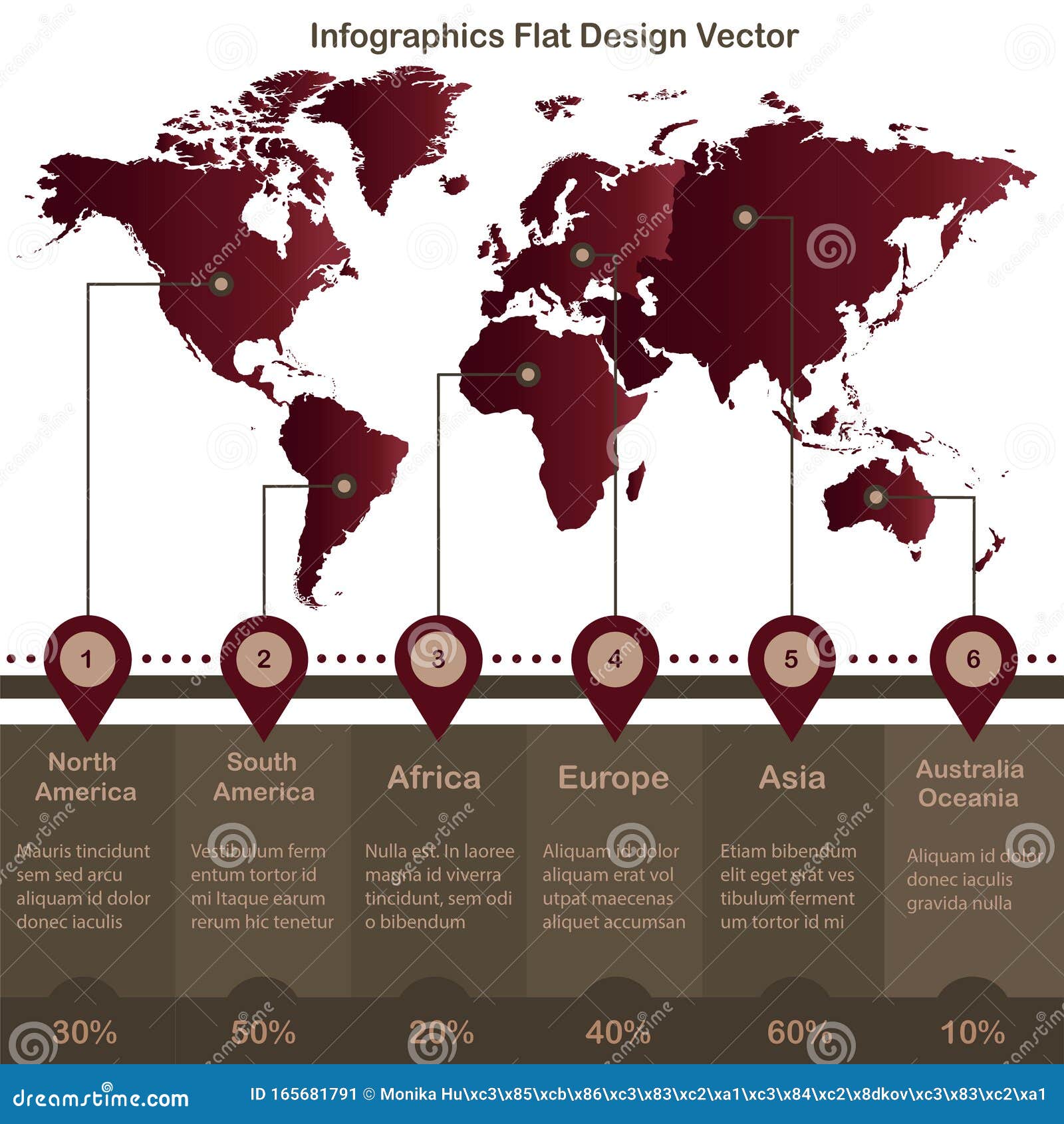 Infographics World Maps and Individual Continents Stock Vector ...