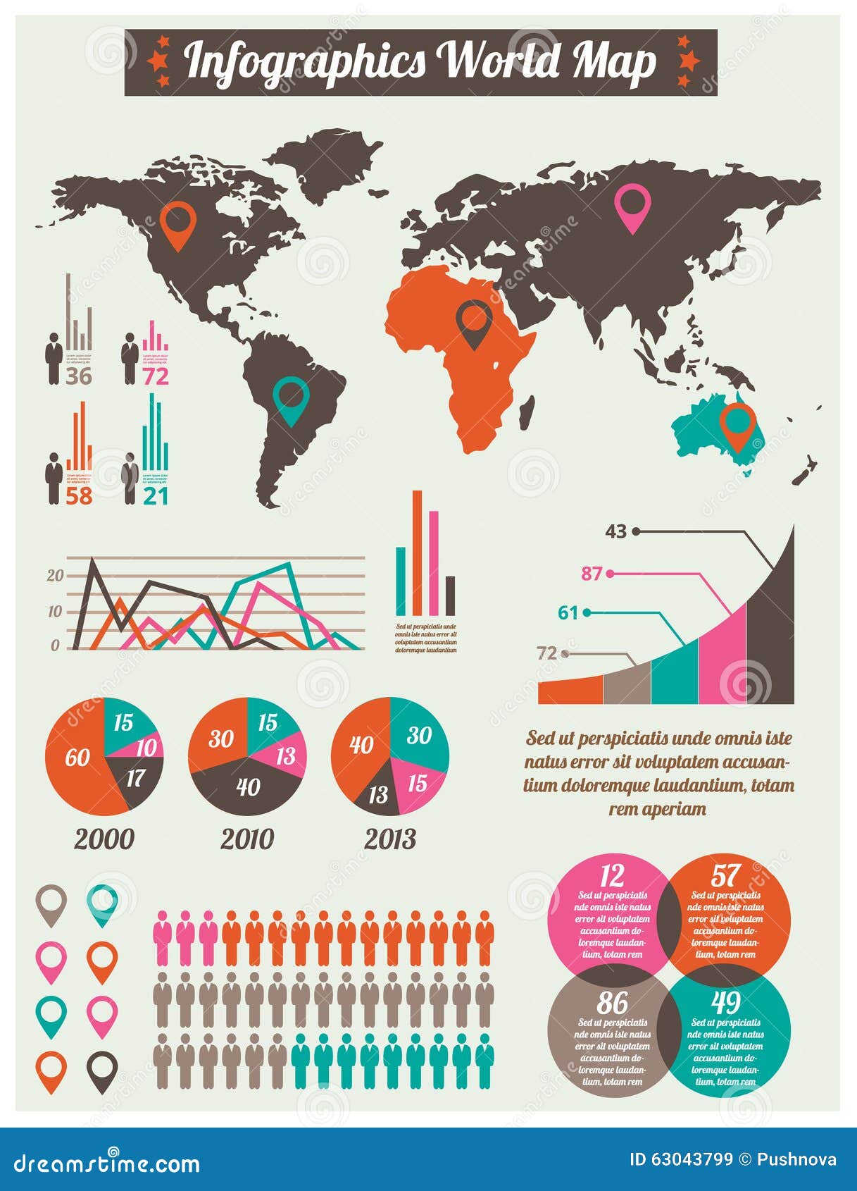 Infographics, world stock vector. Illustration of elements - 63043799