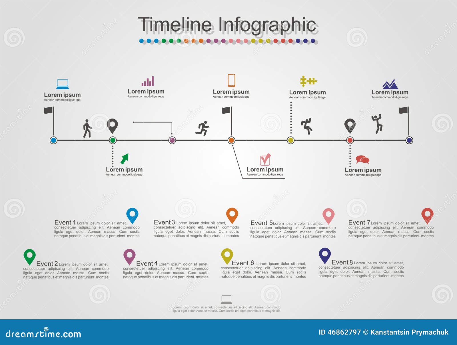 Infographics-Zeitachse-Elementplan Vektor Vektor Abbildung ...