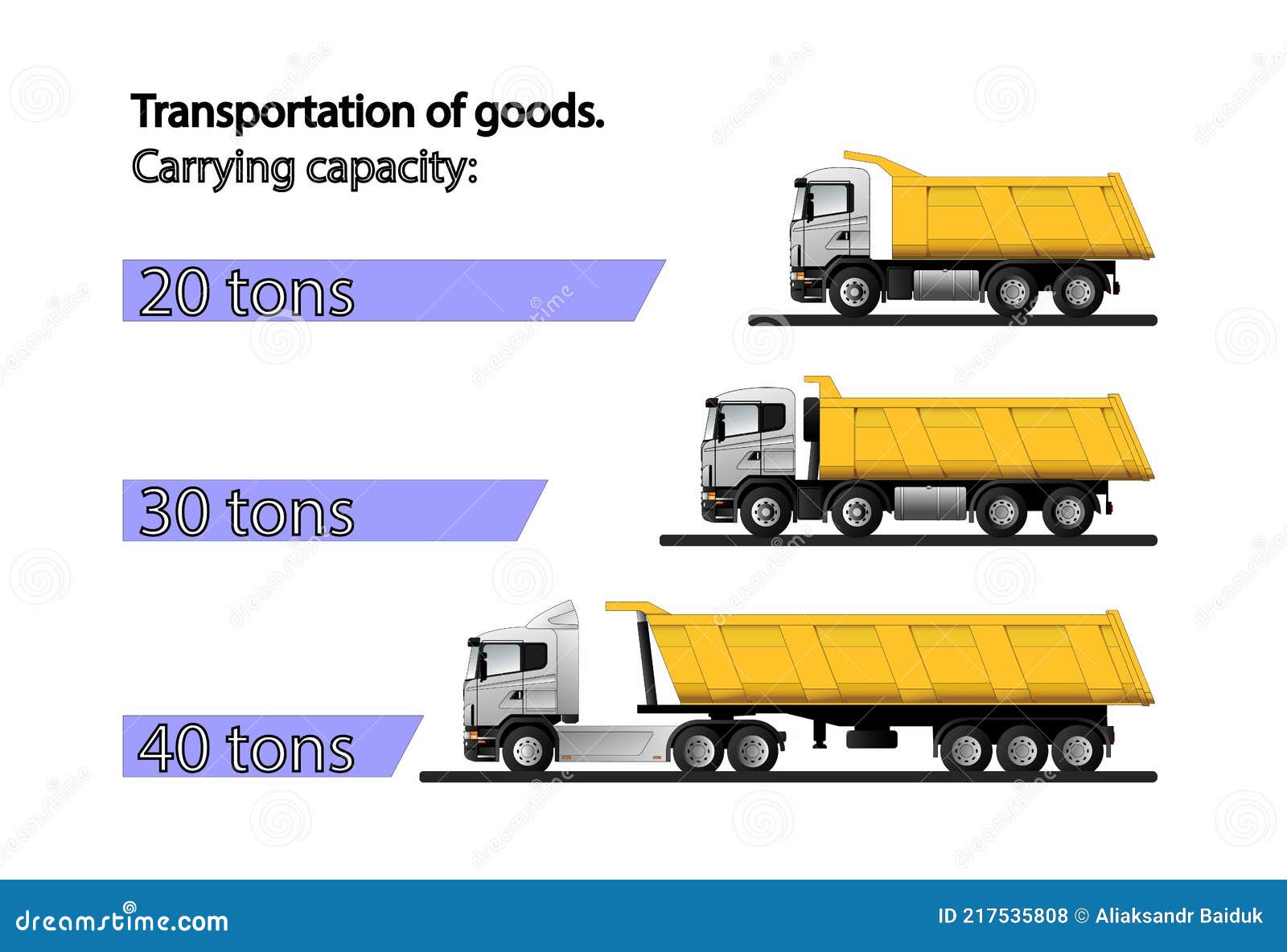 Infographie De La Capacité De Charge Des Camions à Benne Illustration