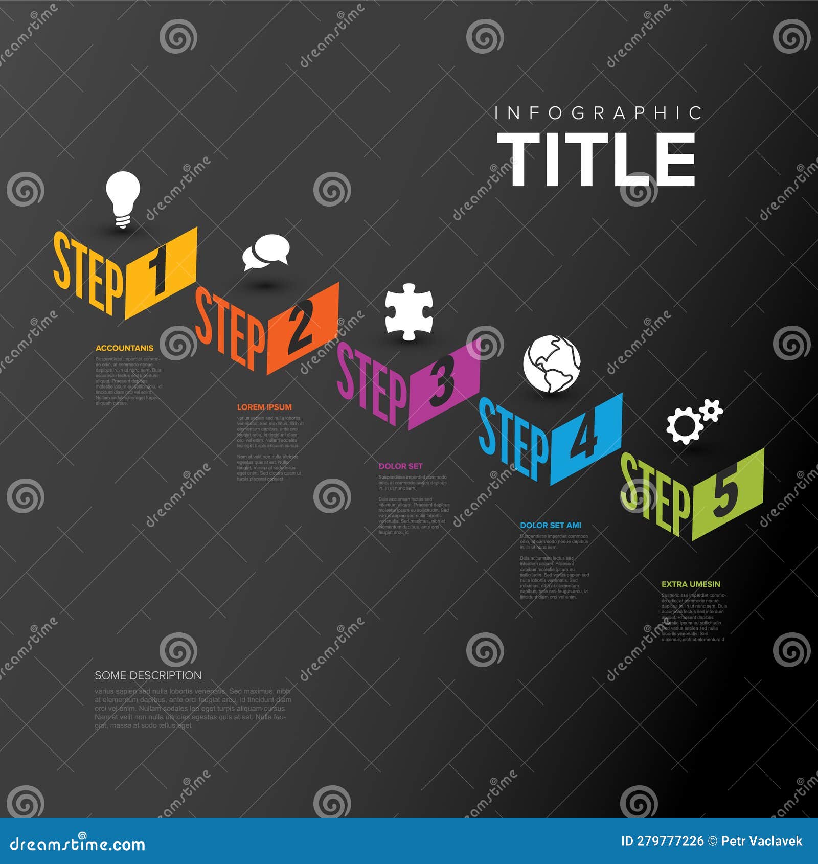 Infogrpahic Steps Dark Diagram Template Vector Illustration ... Infogrpahic Steps Dark Diagram Template Vector Illustration ...