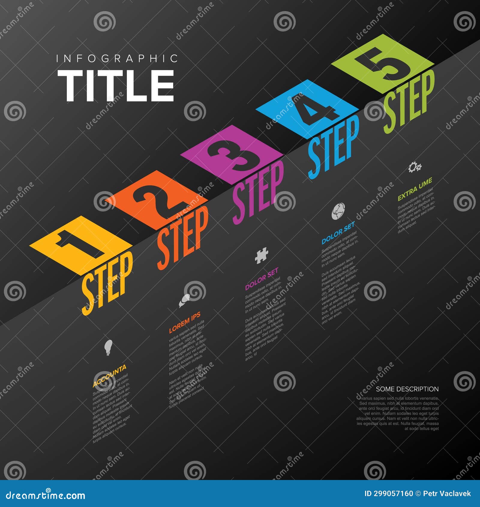 Infogrpahic Steps on the Dark Edge Diagram Template Stock Illustration ...
