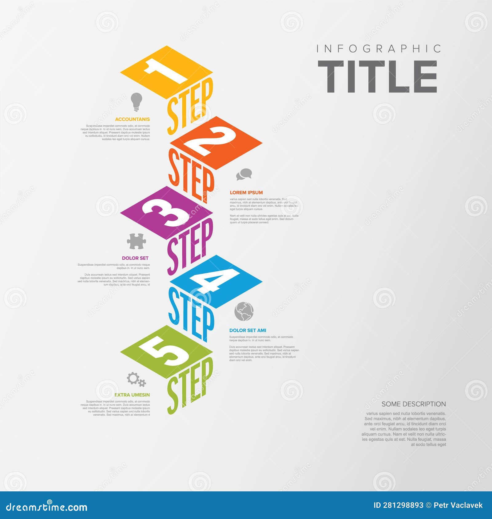 Infogrpahic Vertical Stairs Steps Diagram Template Stock Vector ...
