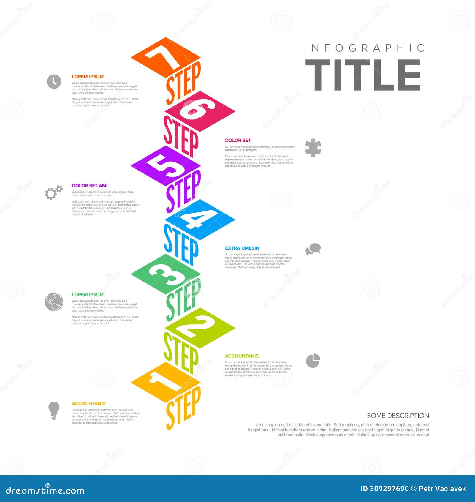 Infogrpahic Vertical Stairs Steps Diagram Template Stock Vector ...