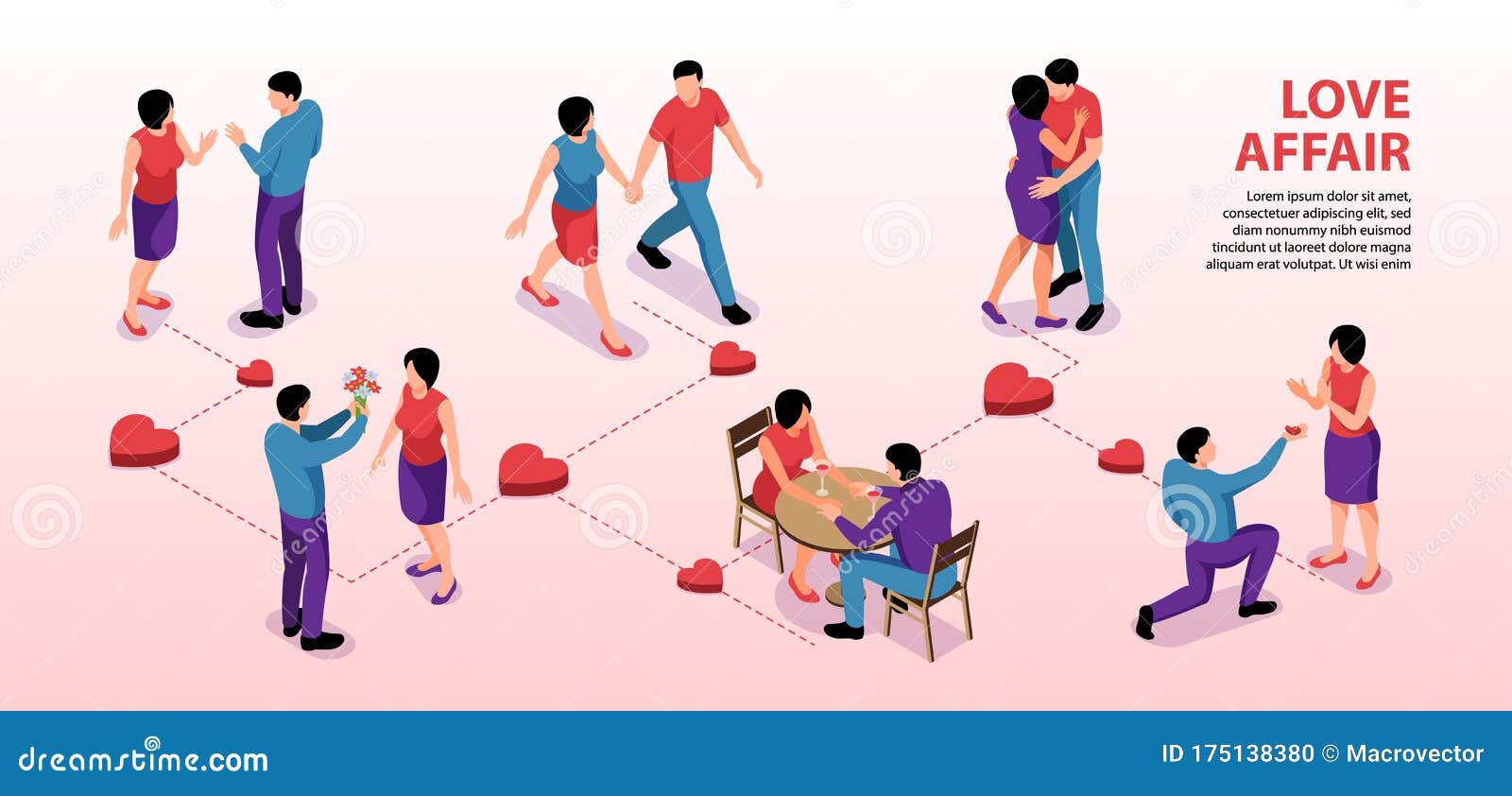 Infográficos Isométricos Do Caso Amoroso Ilustração Stock Ilustração