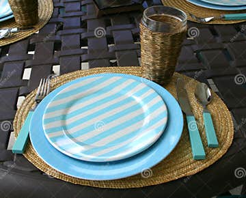 Informal Place Setting stock photo. Image of stripes, eating - 179654
