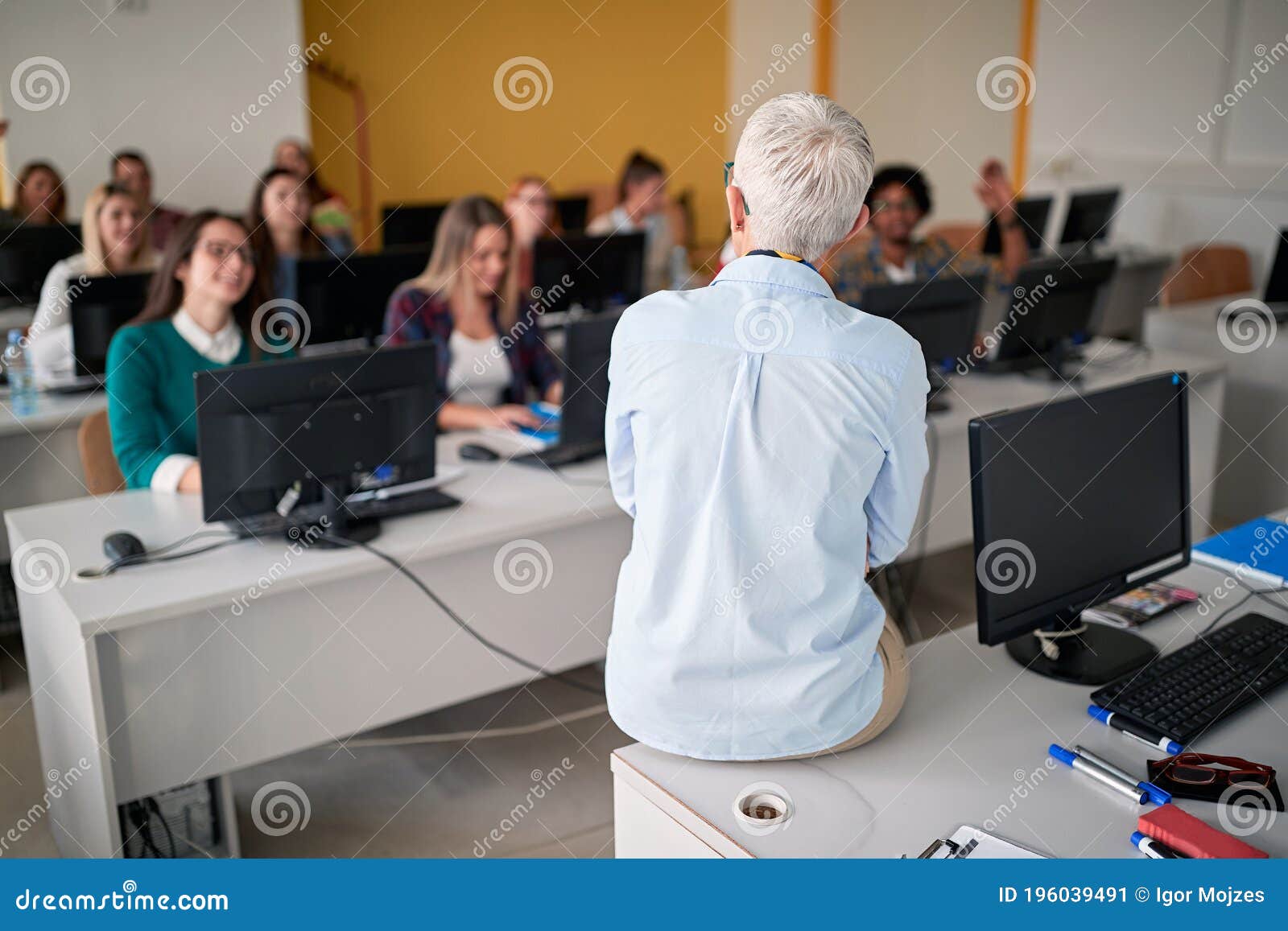 An Informatics Lecture at the University Computer Classroom Stock Image ...