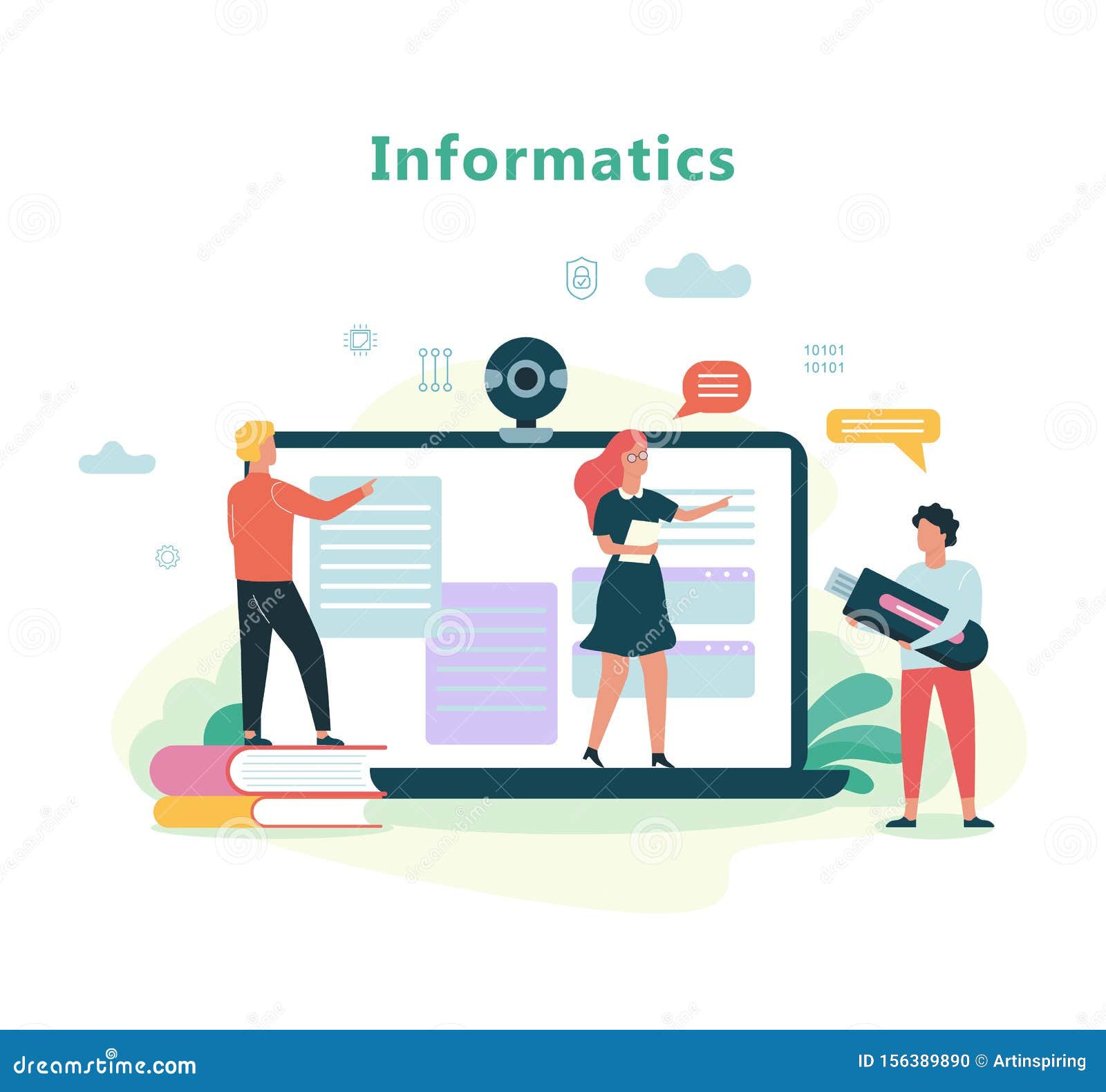 Informatics Subject Studies Themed Concept Logo Cartoon Vector ...