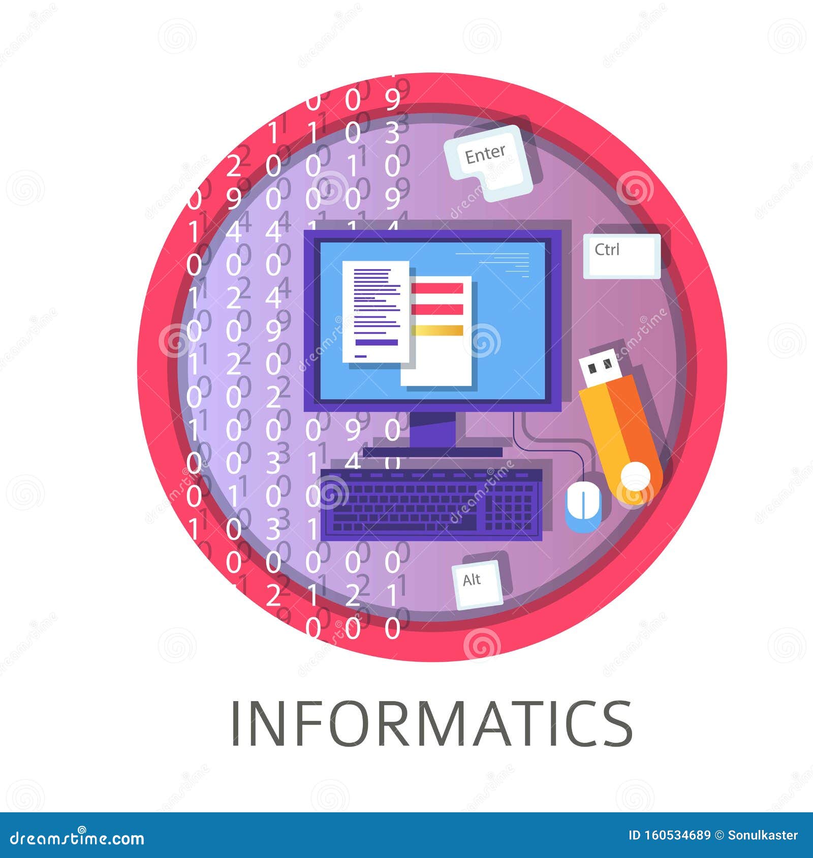 Informatics Subject Studies Themed Concept Logo Stock Vector ...
