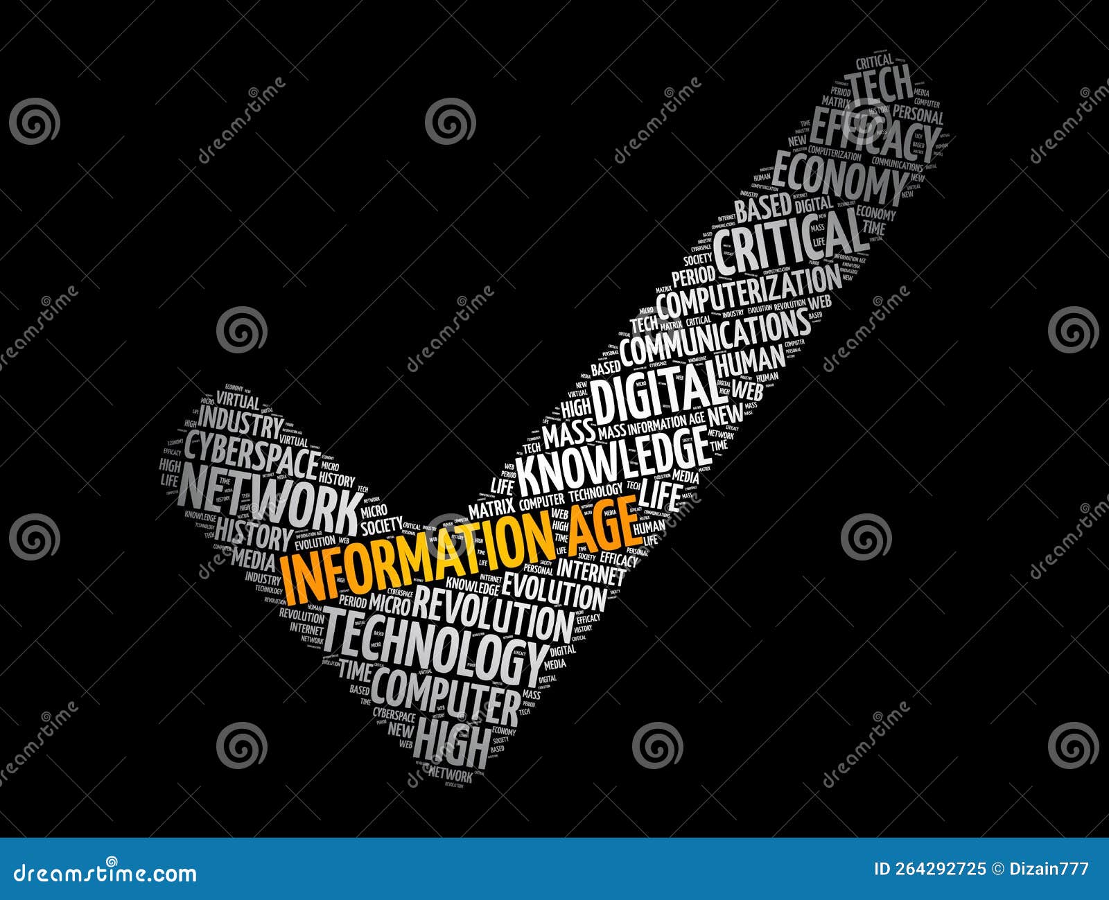 Information Age Check Mark Word Cloud Collage, Concept Background ...