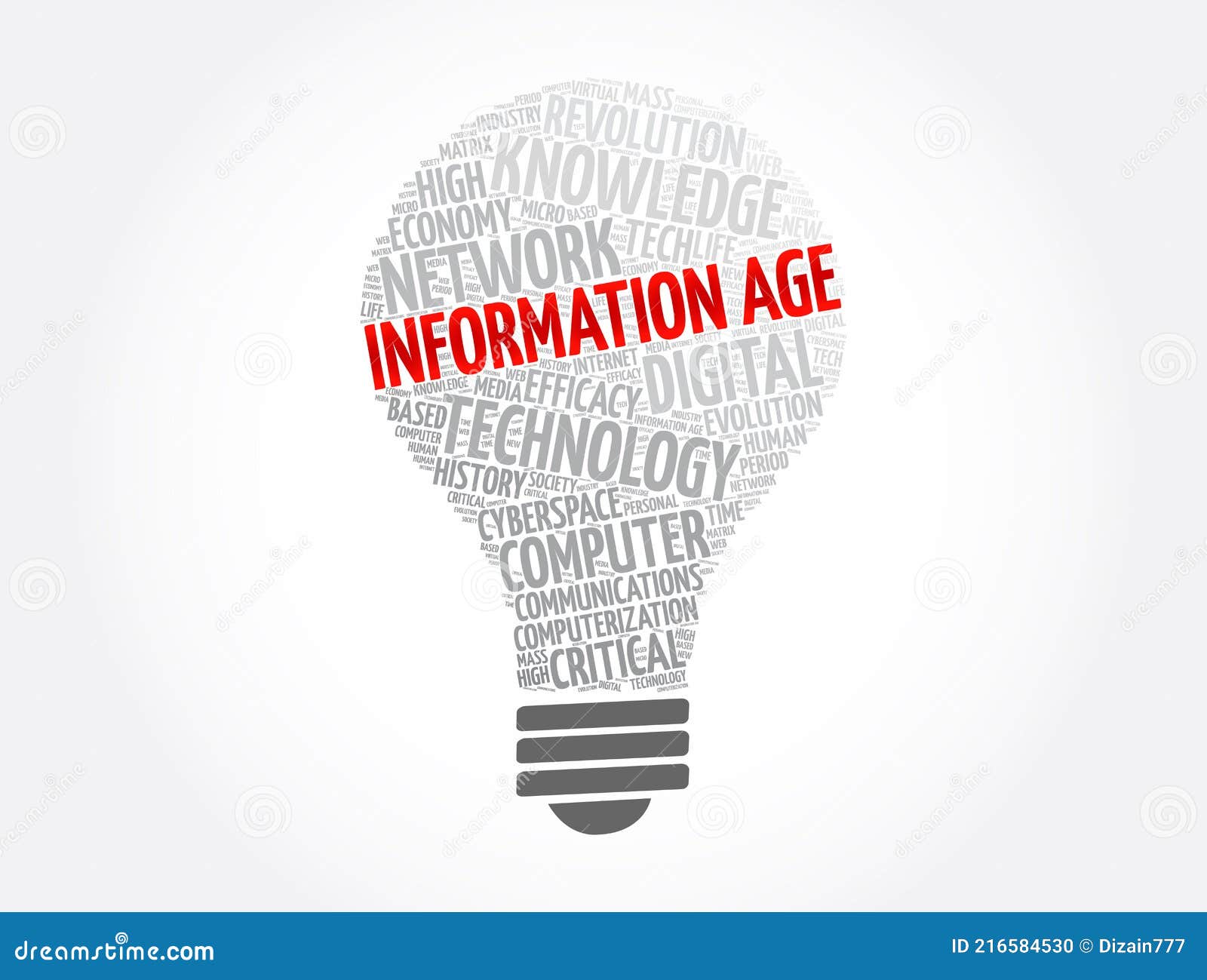 Information Age Light Bulb Word Cloud Collage, Concept Background ...