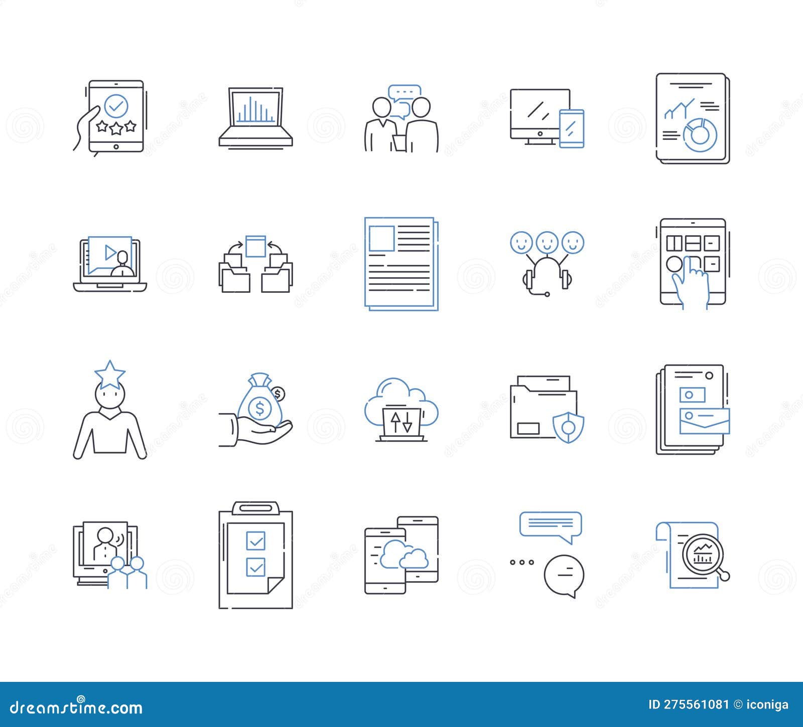 Information Agency Line Icons Collection. Intelligence, Analytics ...