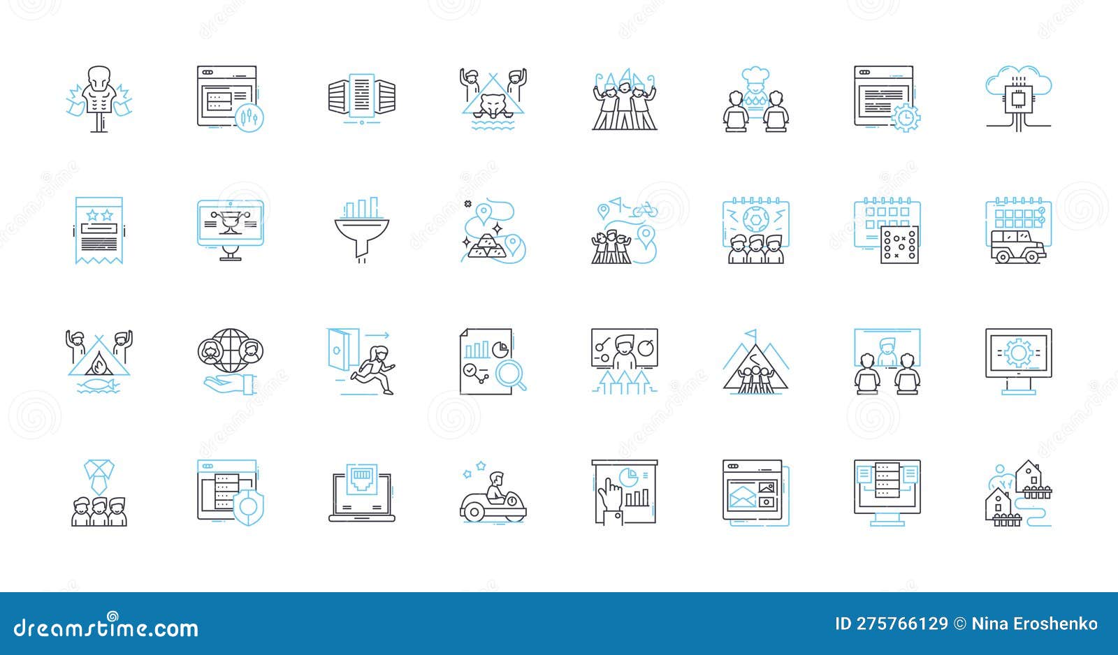 Information Architecture Linear Icons Set Hierarchy Navigation Categorization Taxonomy