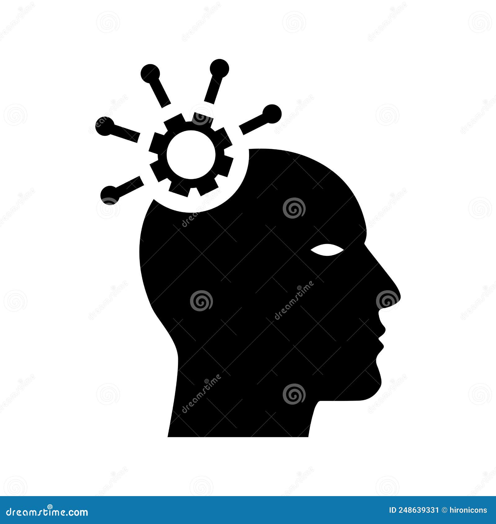 Information, Big Data, Head Icon. Black Vector Graphics Stock ...