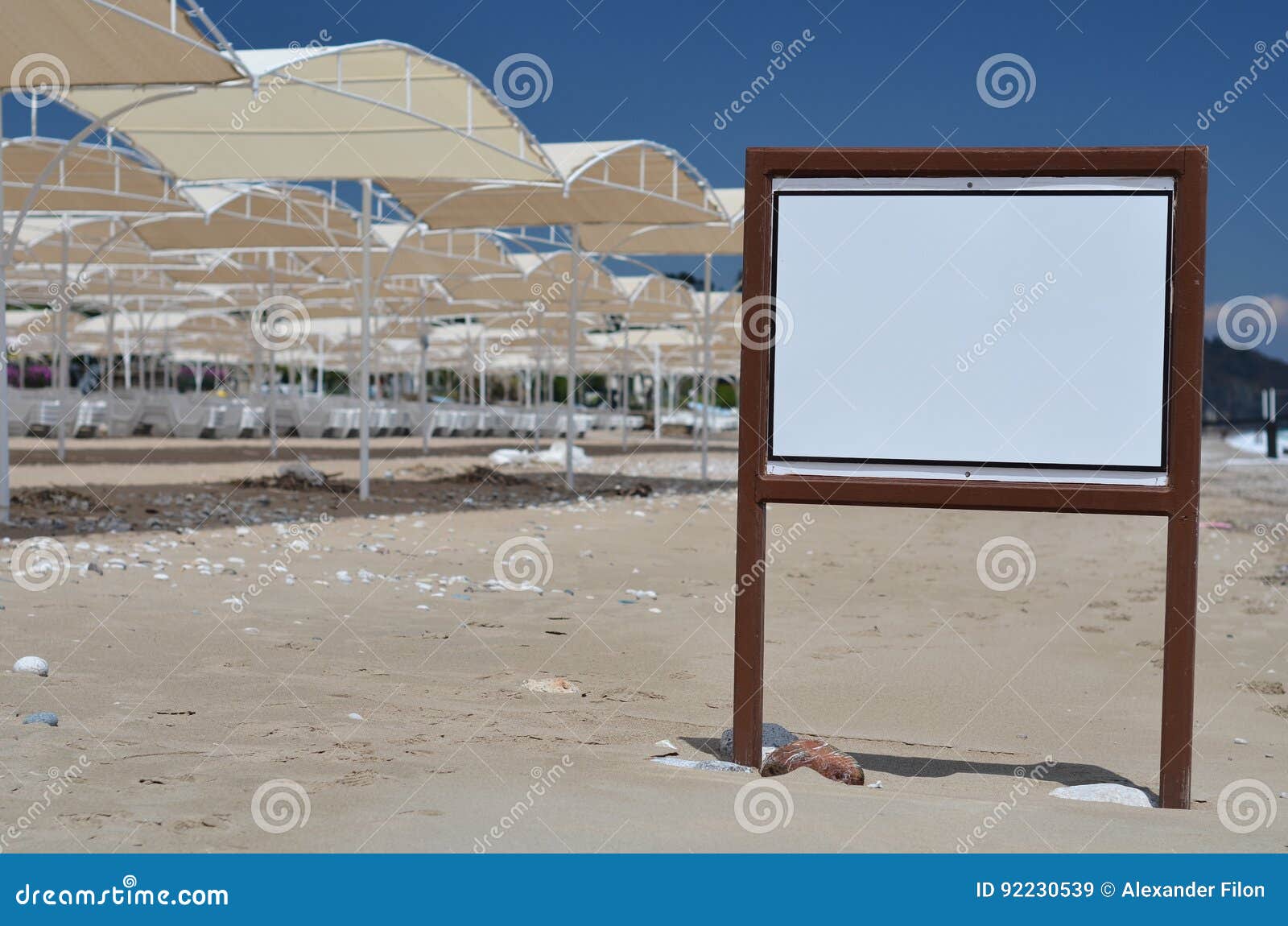 Information Board on the Beach Stock Image - Image of background ...